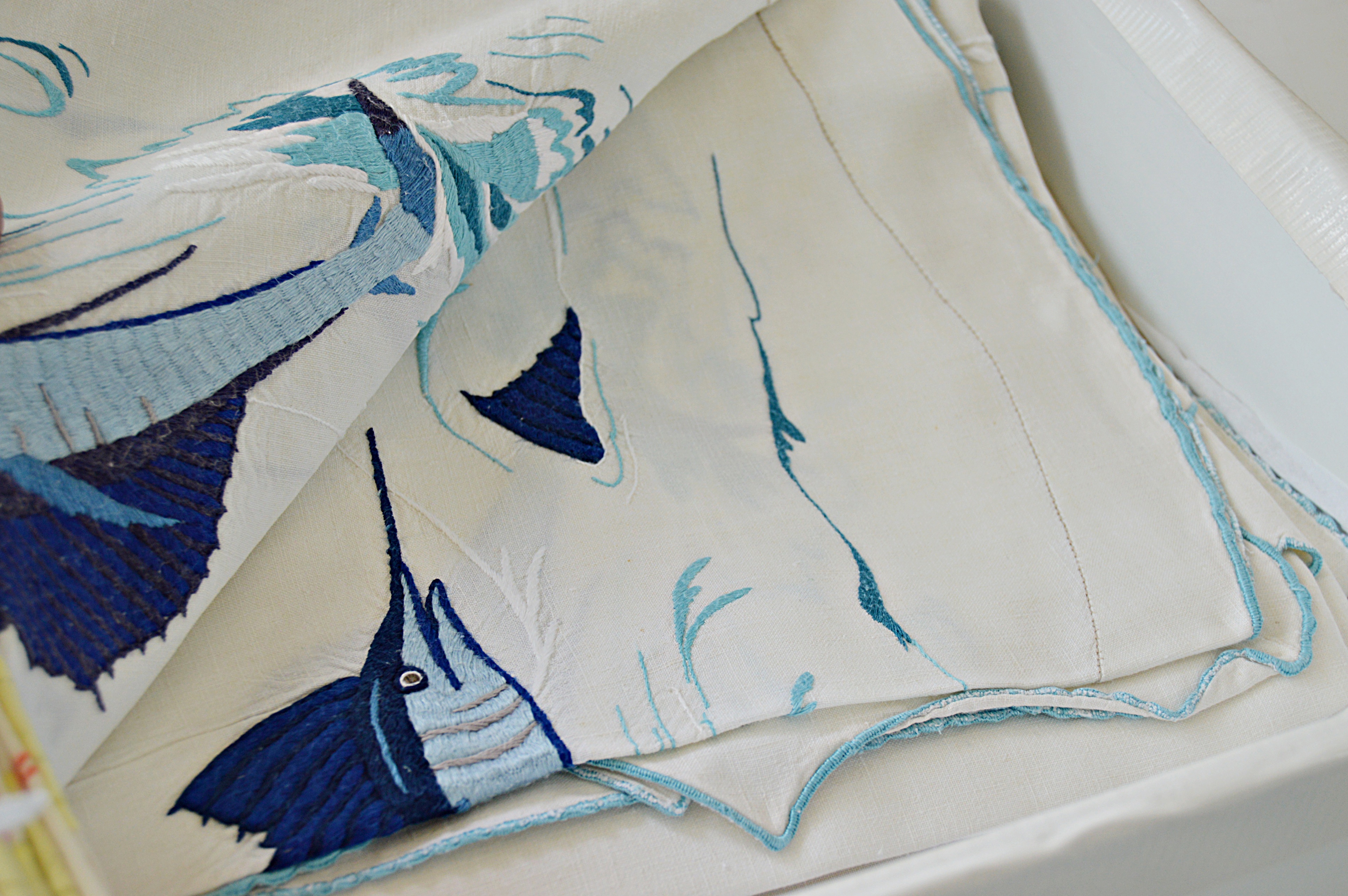 Vintage Custom Table Linens for a Fishing Yacht | EBTH