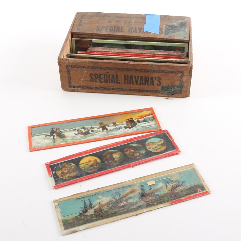 Antique Candle-Operated Slide Projector With Slides | EBTH