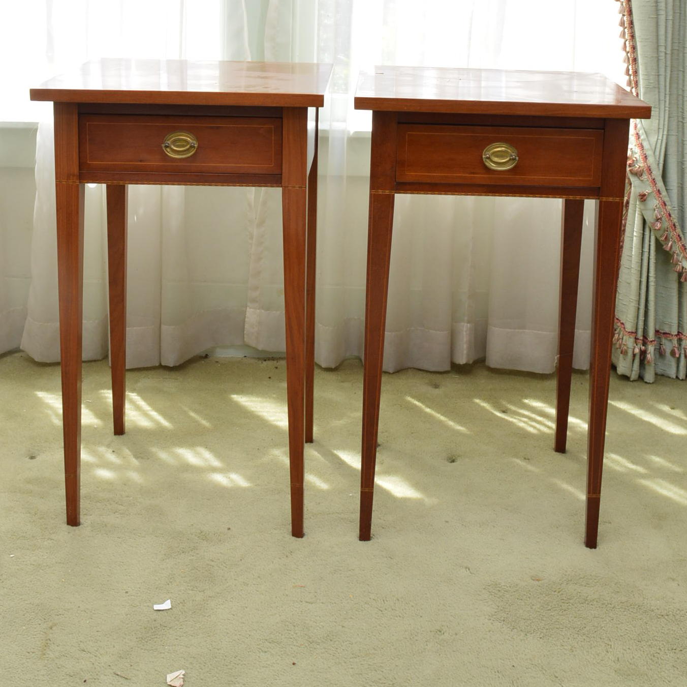 Pair of Federal Style Cherry Side Tables | EBTH