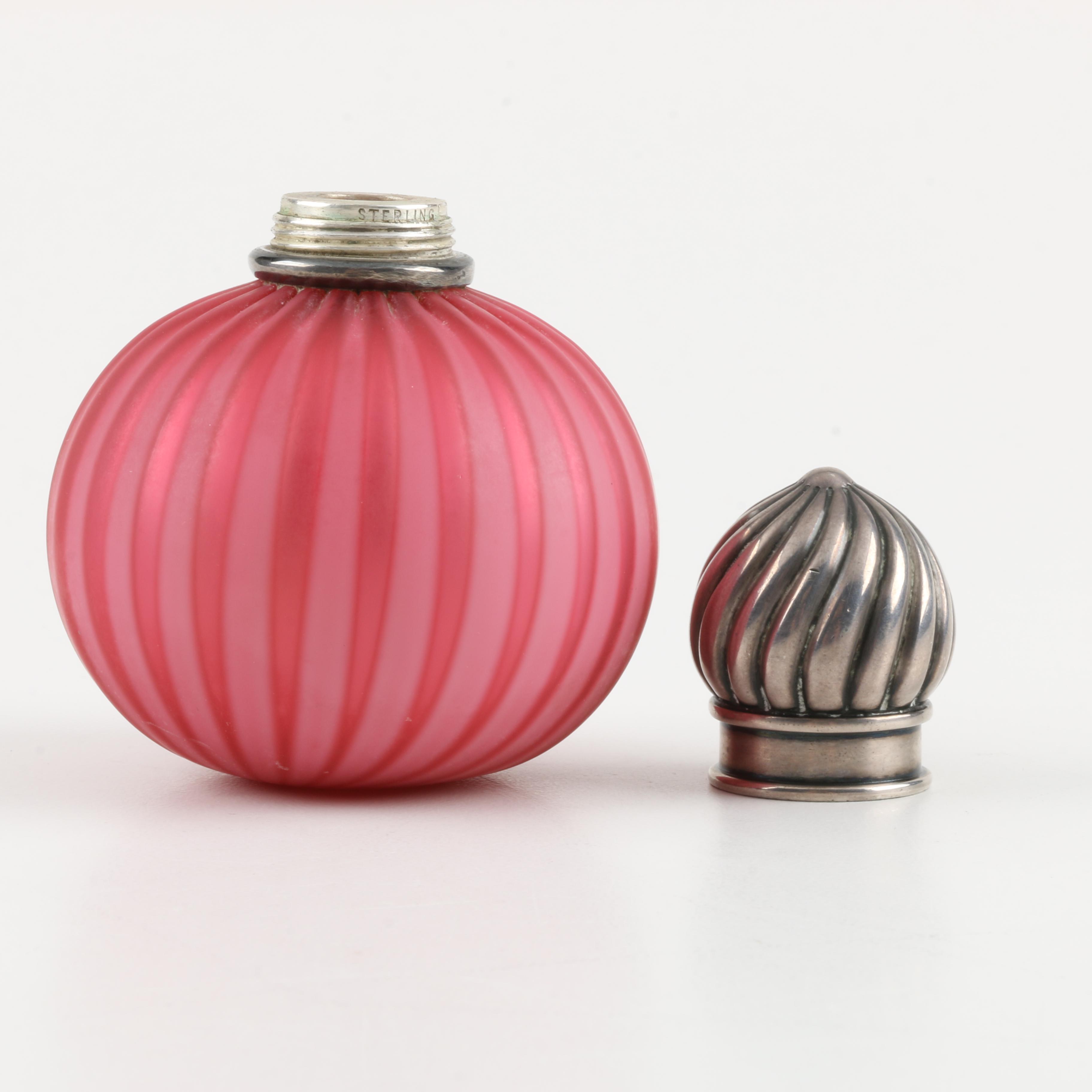 Stevens and Williams Art Glass Perfume Bottle with Sterling Top ...