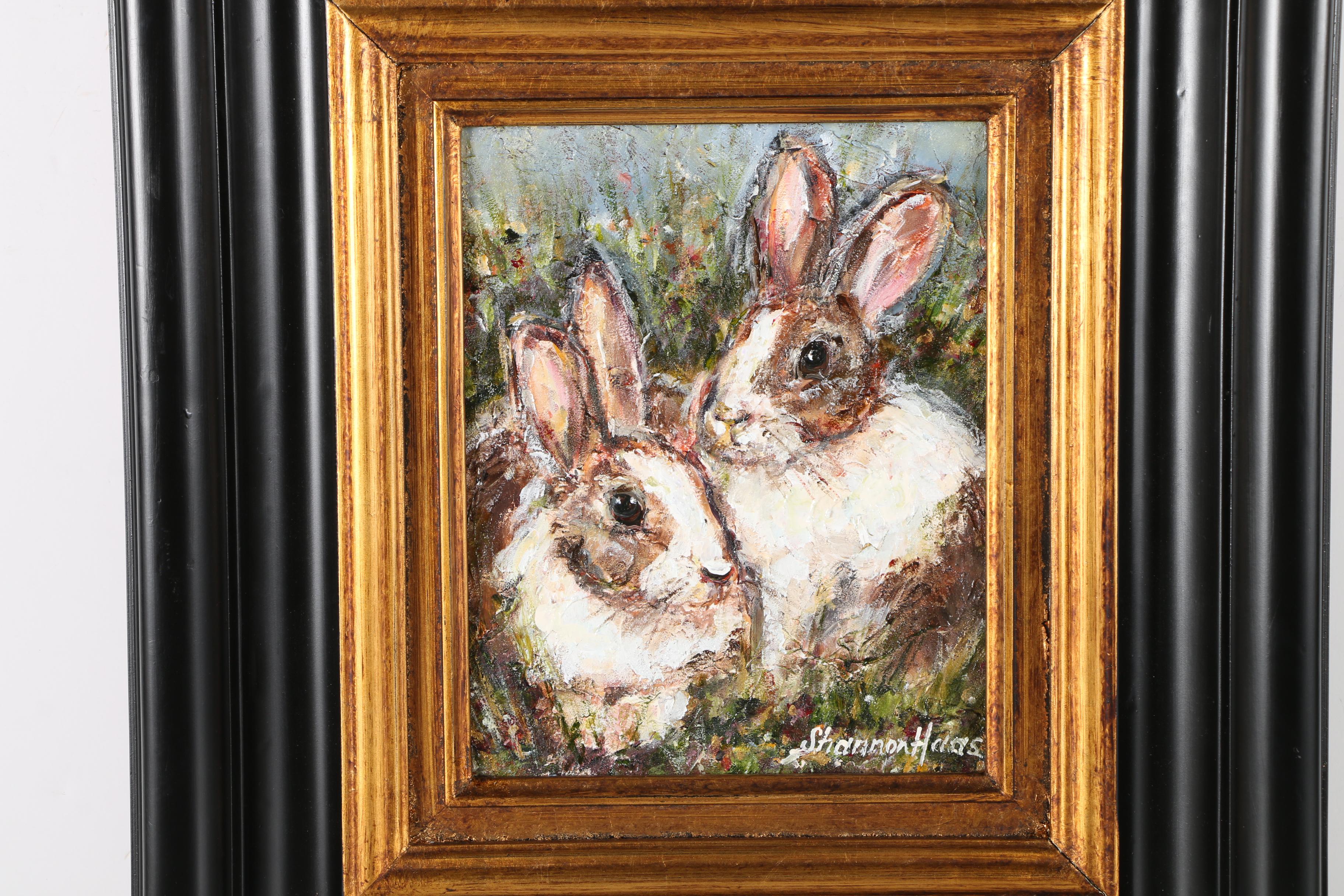 Shannon Haas Oil Painting on Panel of Rabbits | EBTH