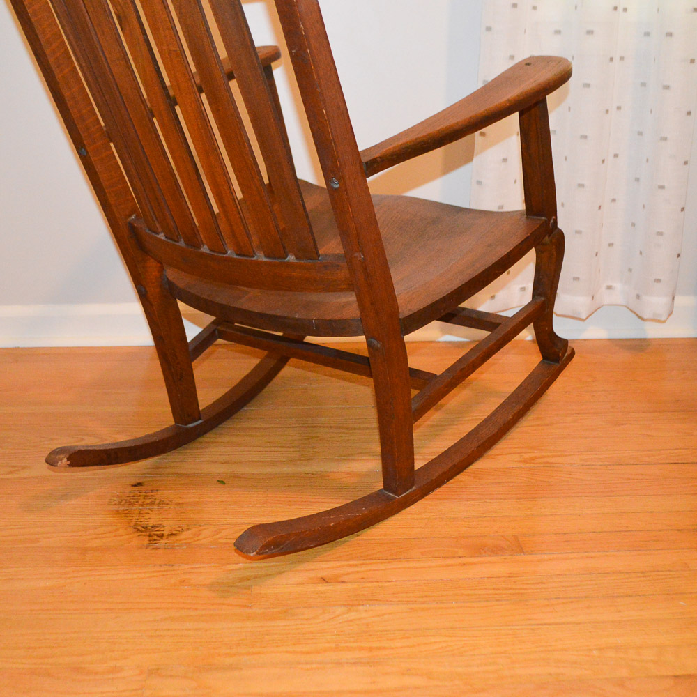 Oak Slat Back Rocking Chair | EBTH