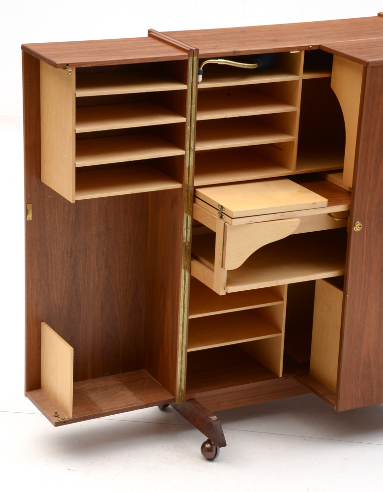 Mid Century Modern "Magic Box" Teak Folding Desk | EBTH