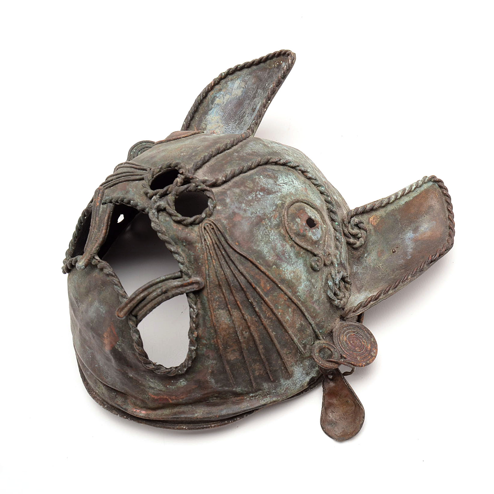 Hand Crafted Antique Mexican Copper Ceremonial Dancing Mask | EBTH