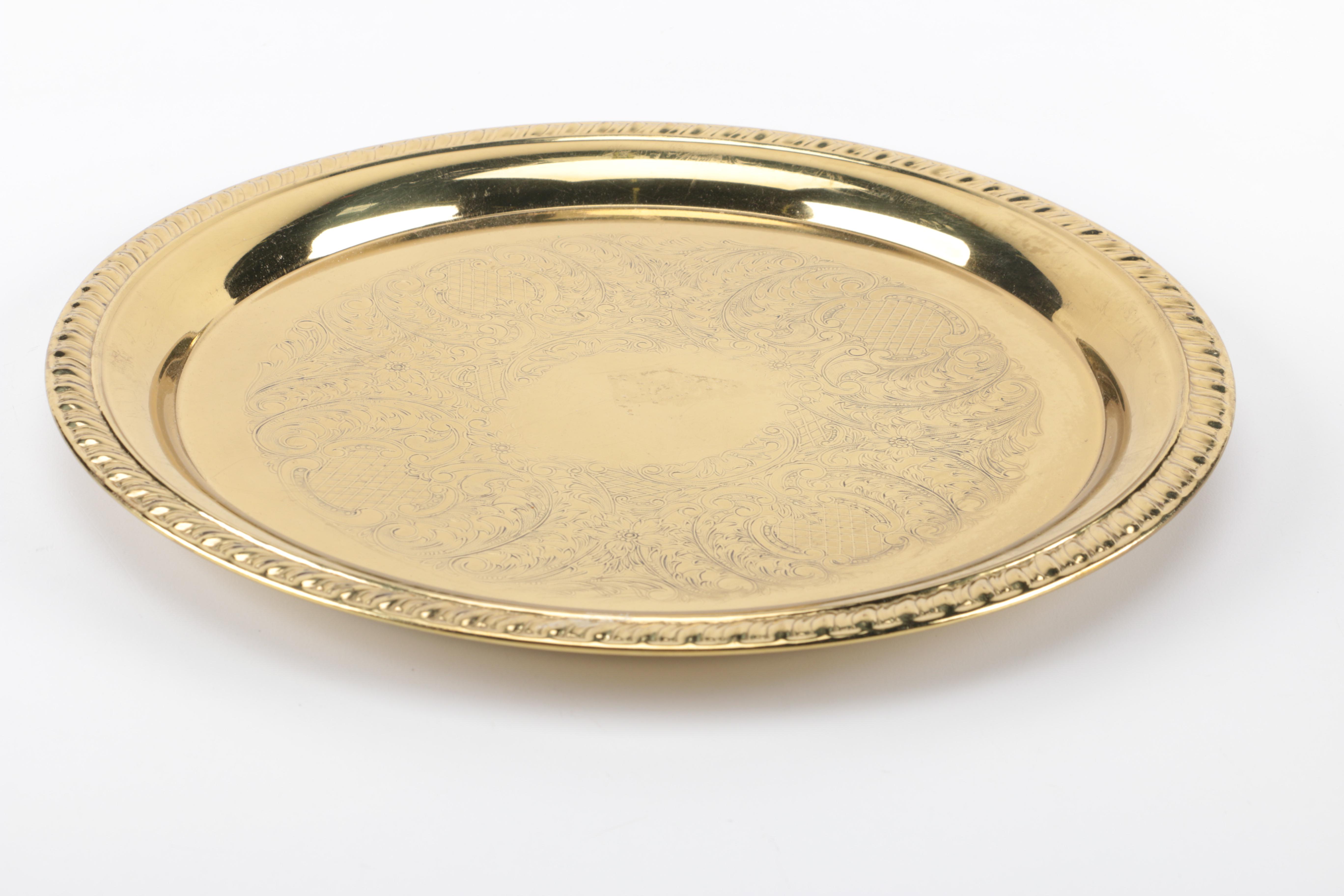 Gold Tone Plated Pitcher and Tray | EBTH