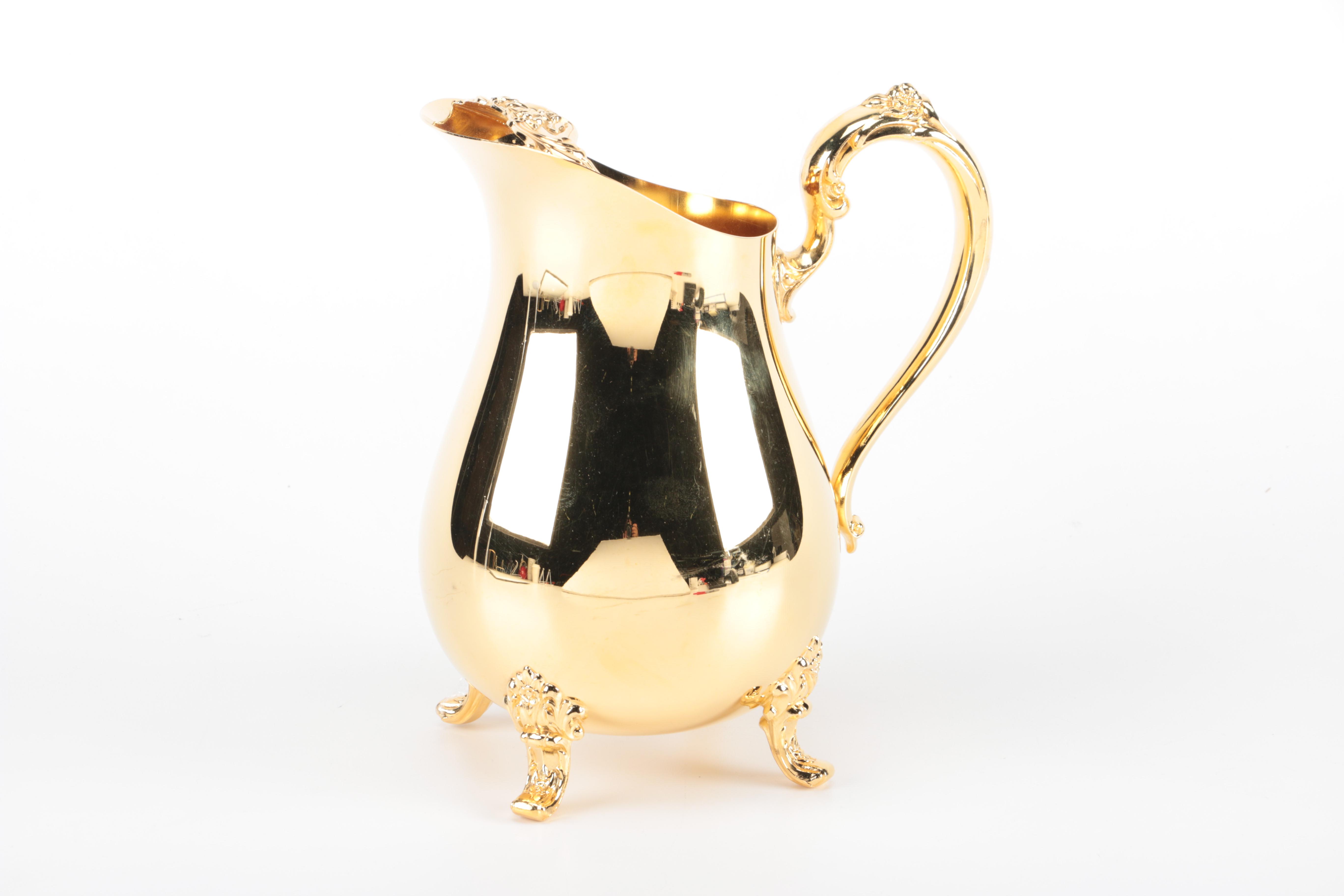Gold Tone Plated Pitcher and Tray | EBTH
