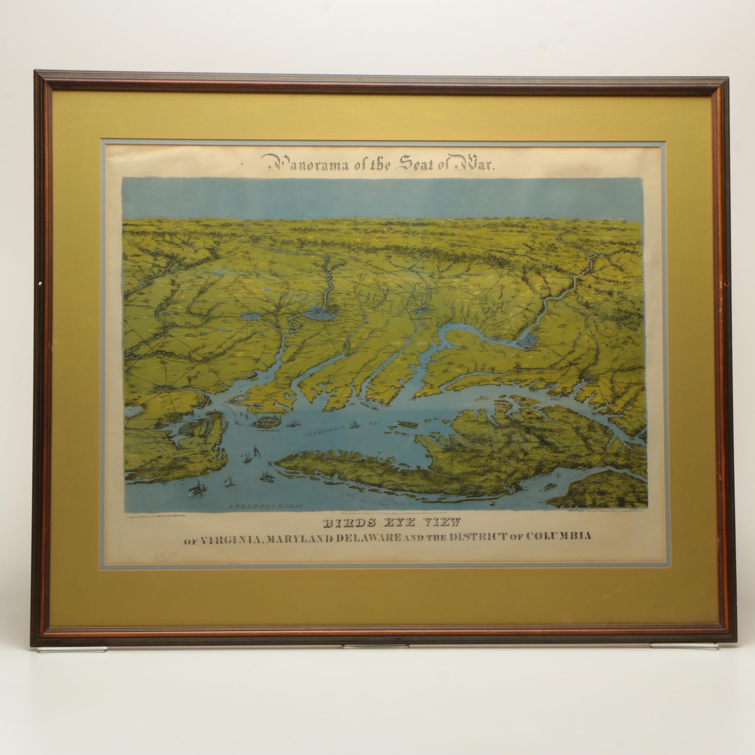 Antique Lithograph Map "Panorama of the Seat of War" | EBTH