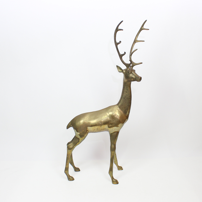 Hollywood Regency Large Brass Buck Statue | EBTH