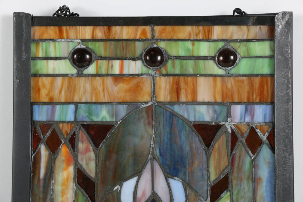 Stained Glass Panel with Lyre Motif | EBTH