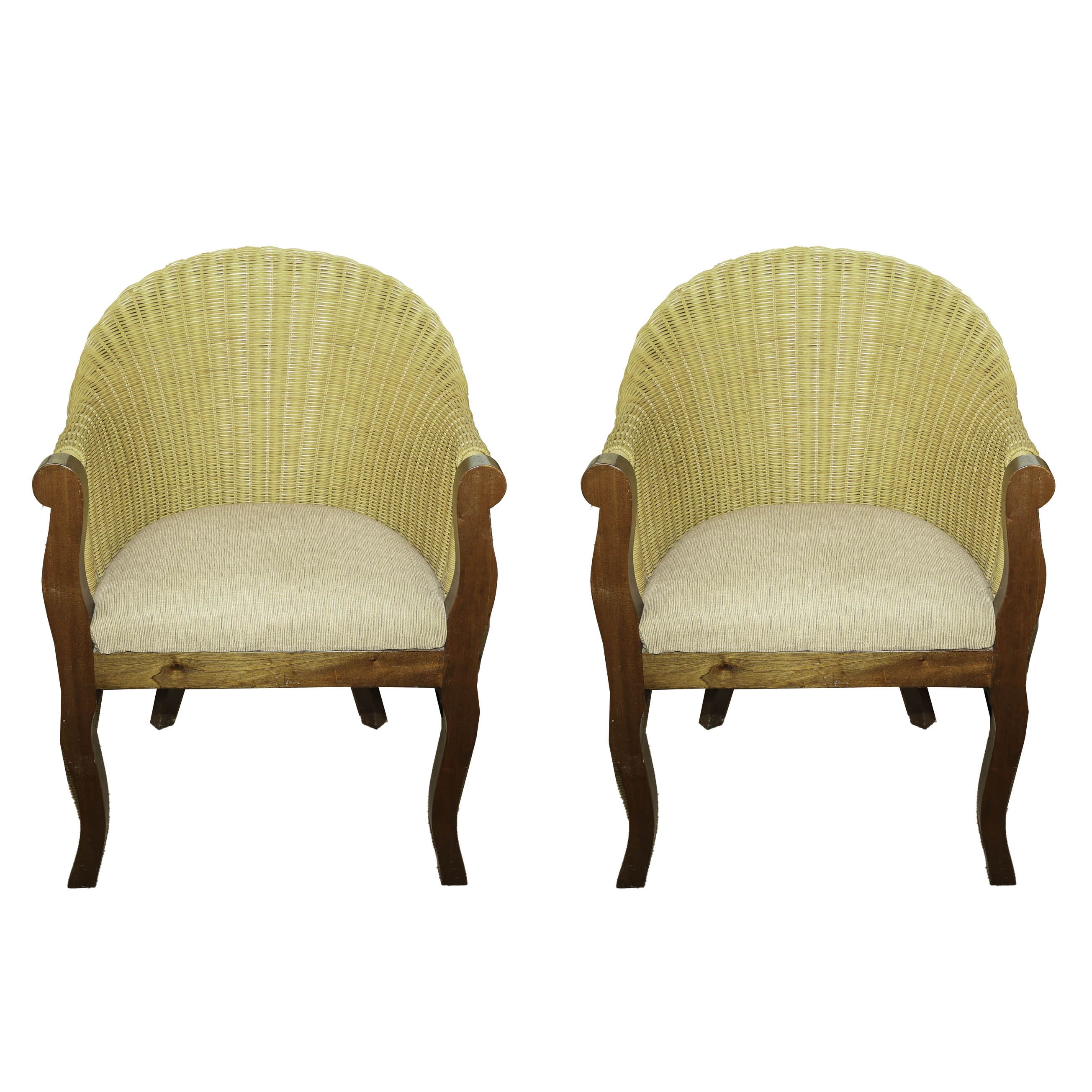 Regency Style Wicker Back Barrel Chairs | EBTH