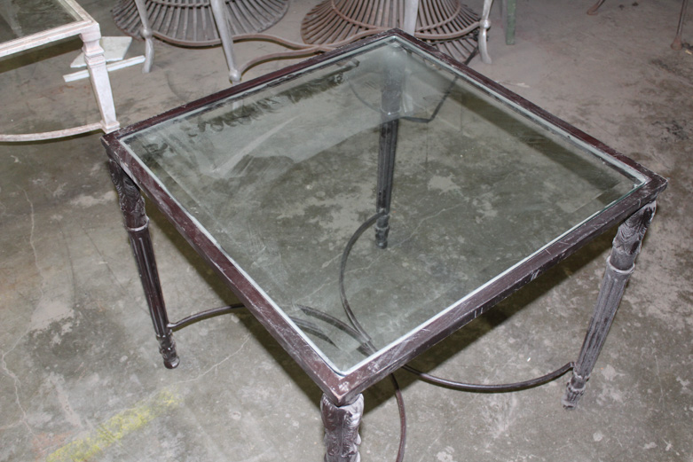 Small Square Metal Table with Glass Top | EBTH