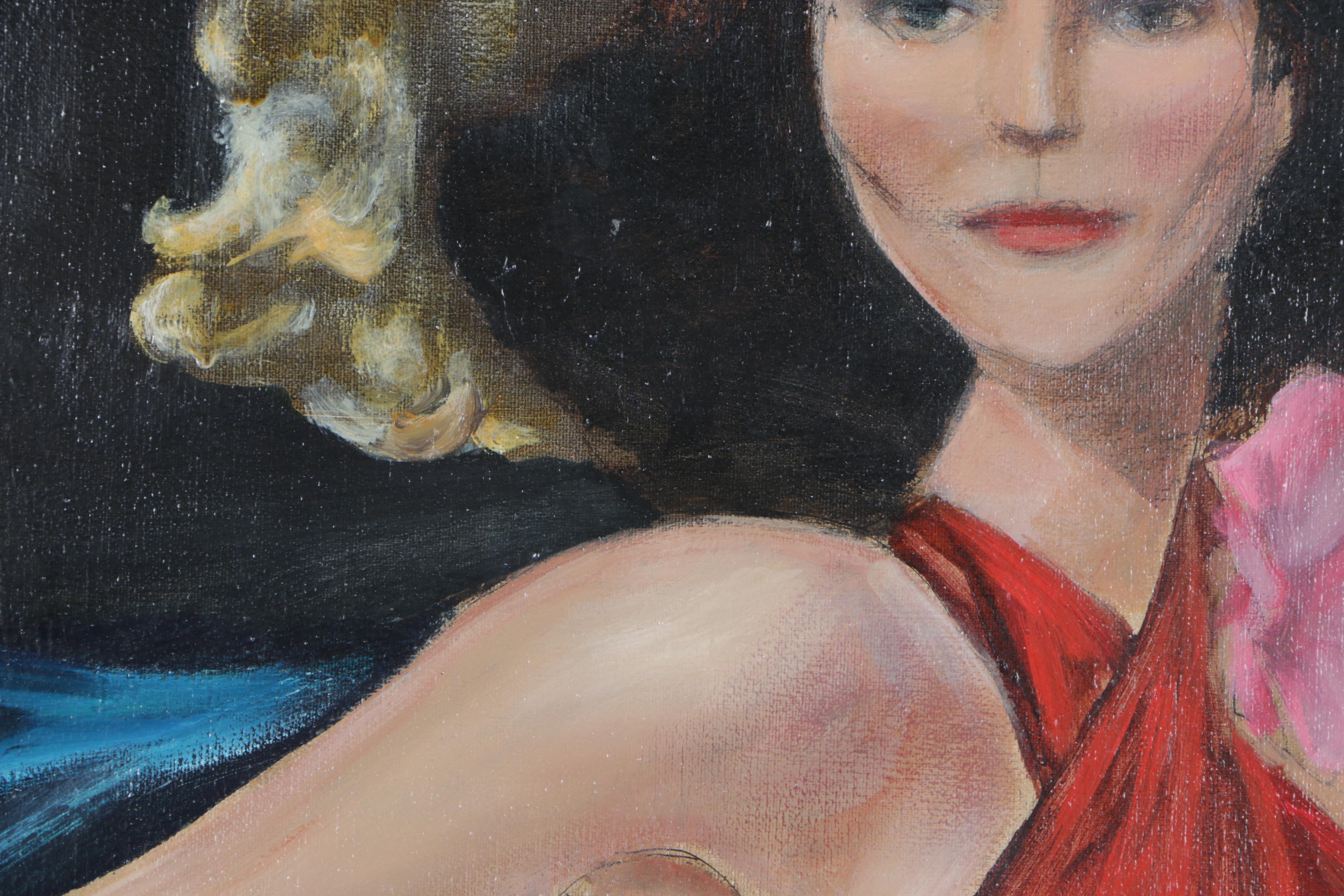 Alfred Huber "Lady in Red" Oil Painting on Canvas | Everything But The ...