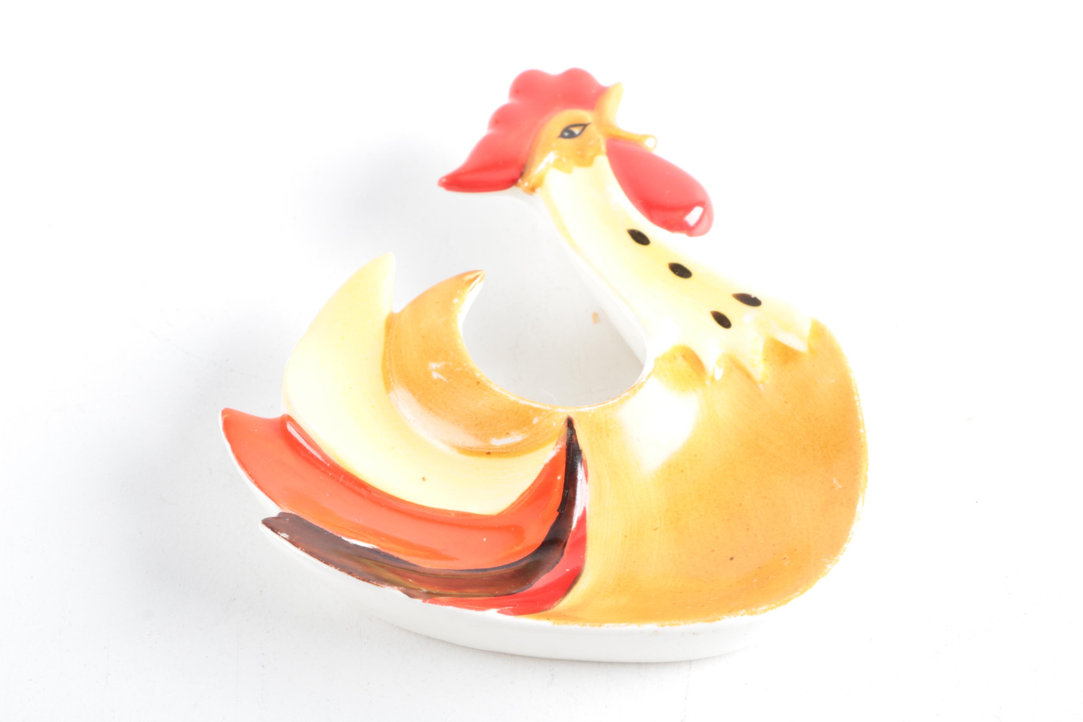 1960s Holt Howard Rooster Condiment Shakers and Spoon Rest | Everything ...