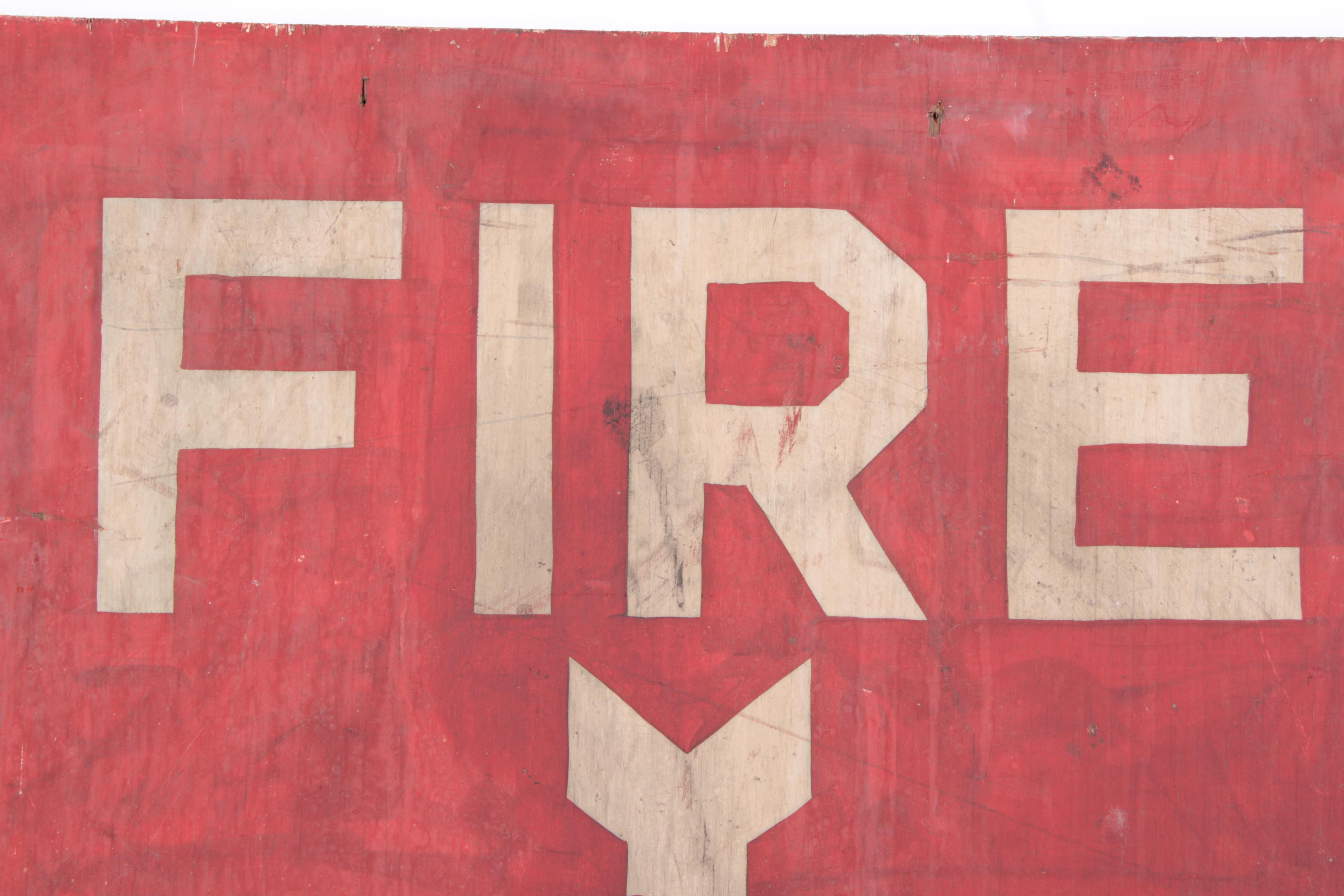 Vintage Wooden Fire Extinguisher Sign | EBTH