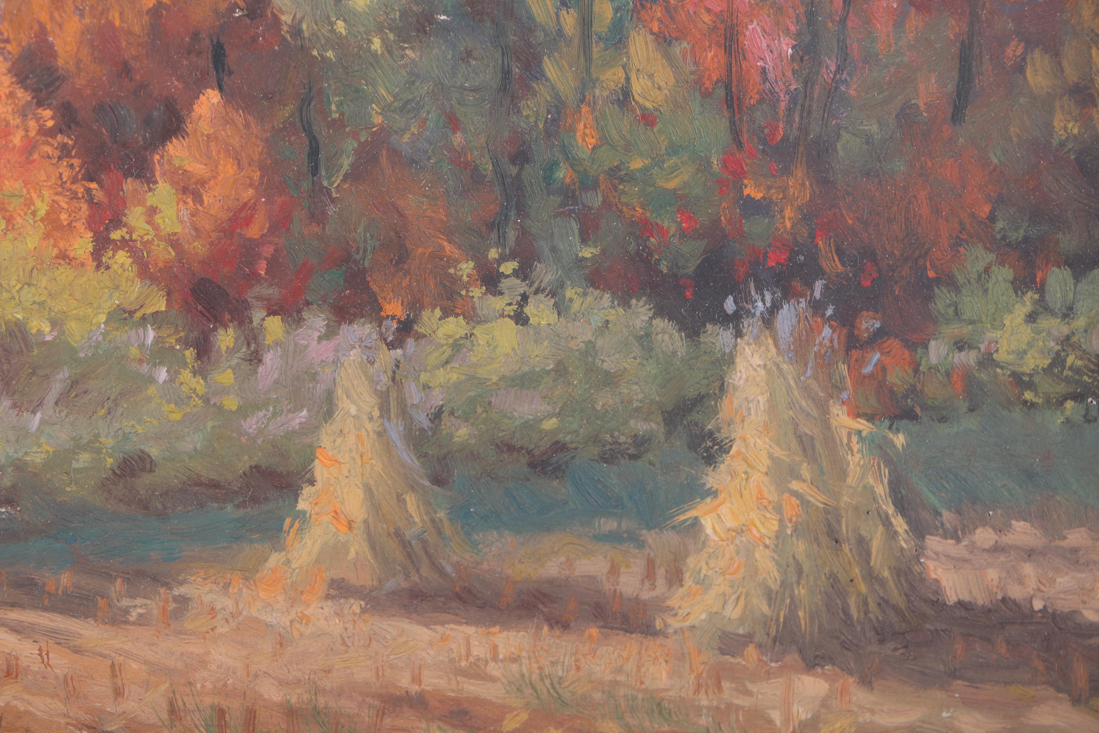 1927 Nelson D. Wilson Oil Painting of Harvest Landscape | Everything ...