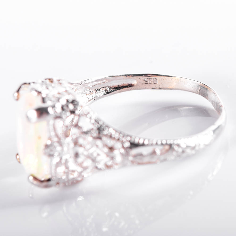 Sterling Silver and Opal Filigree Ring | EBTH