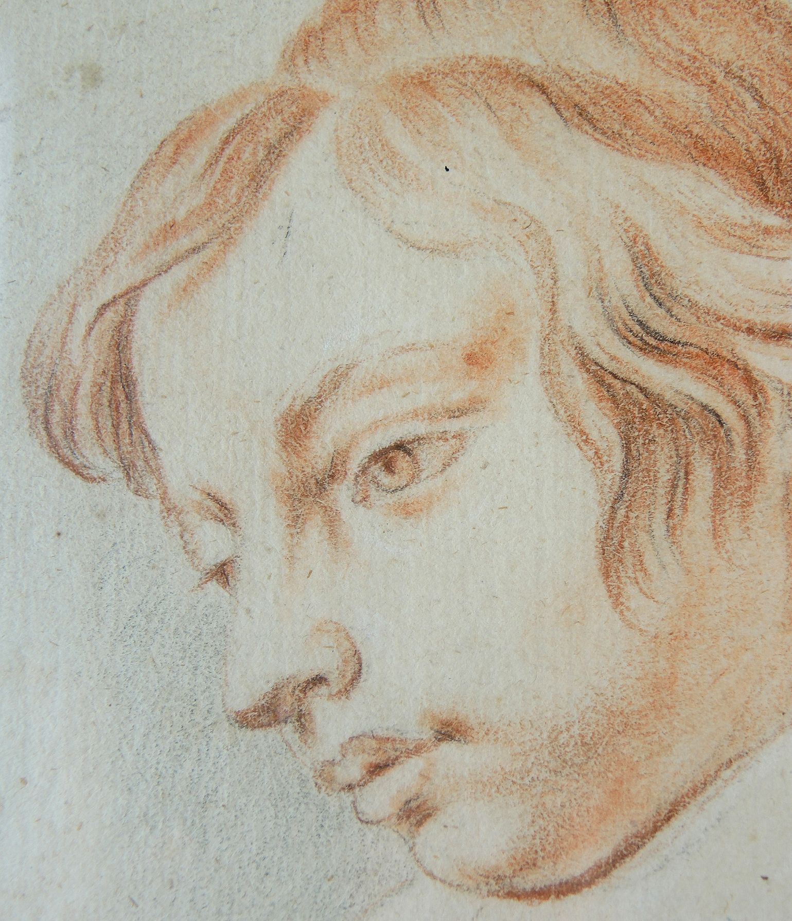 1786 Sanguine Drawing on Laid Paper of A Young Boy in Profile Signed H ...