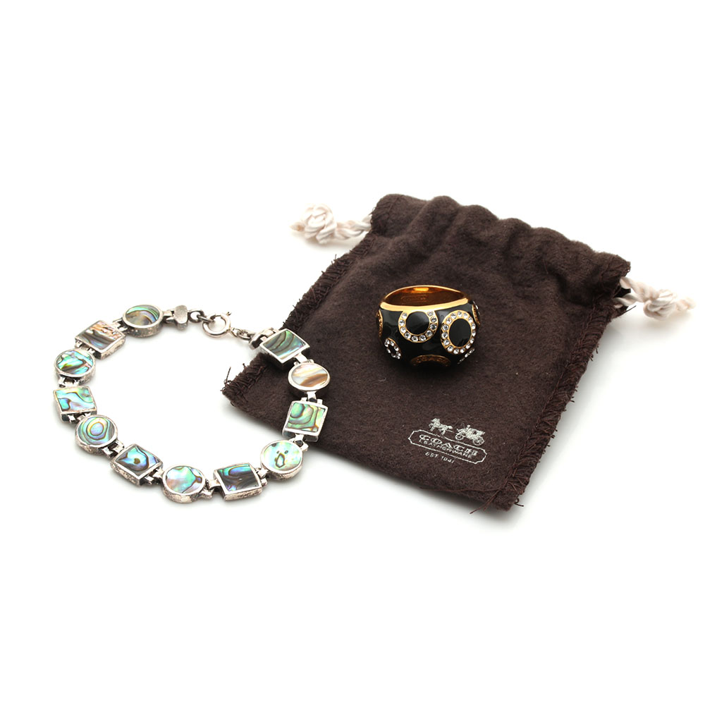 Coach Gold Tone Ring and Sterling Silver Bracelet | EBTH