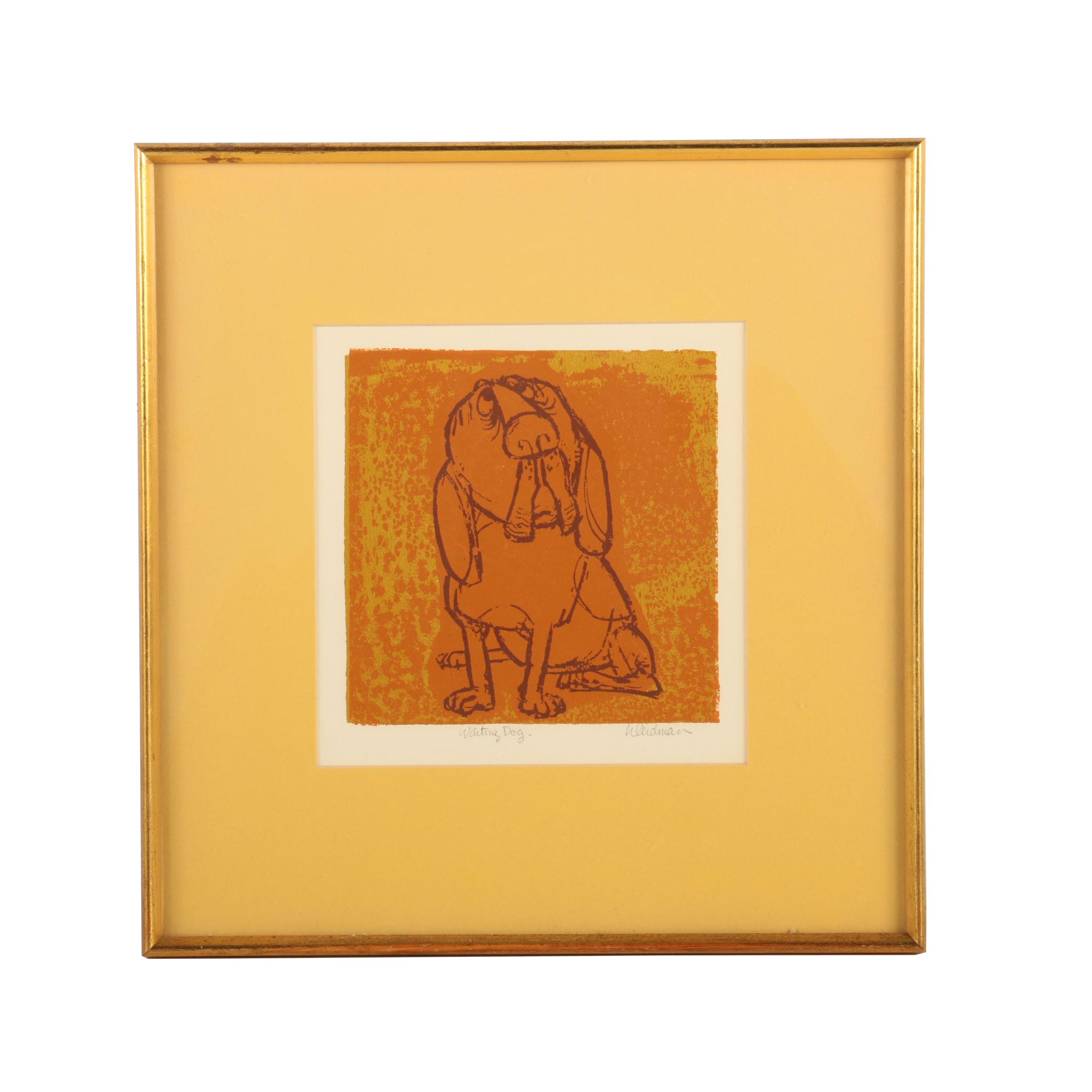 David Weidman Serigraph Print on Paper "Waiting Dog" | EBTH