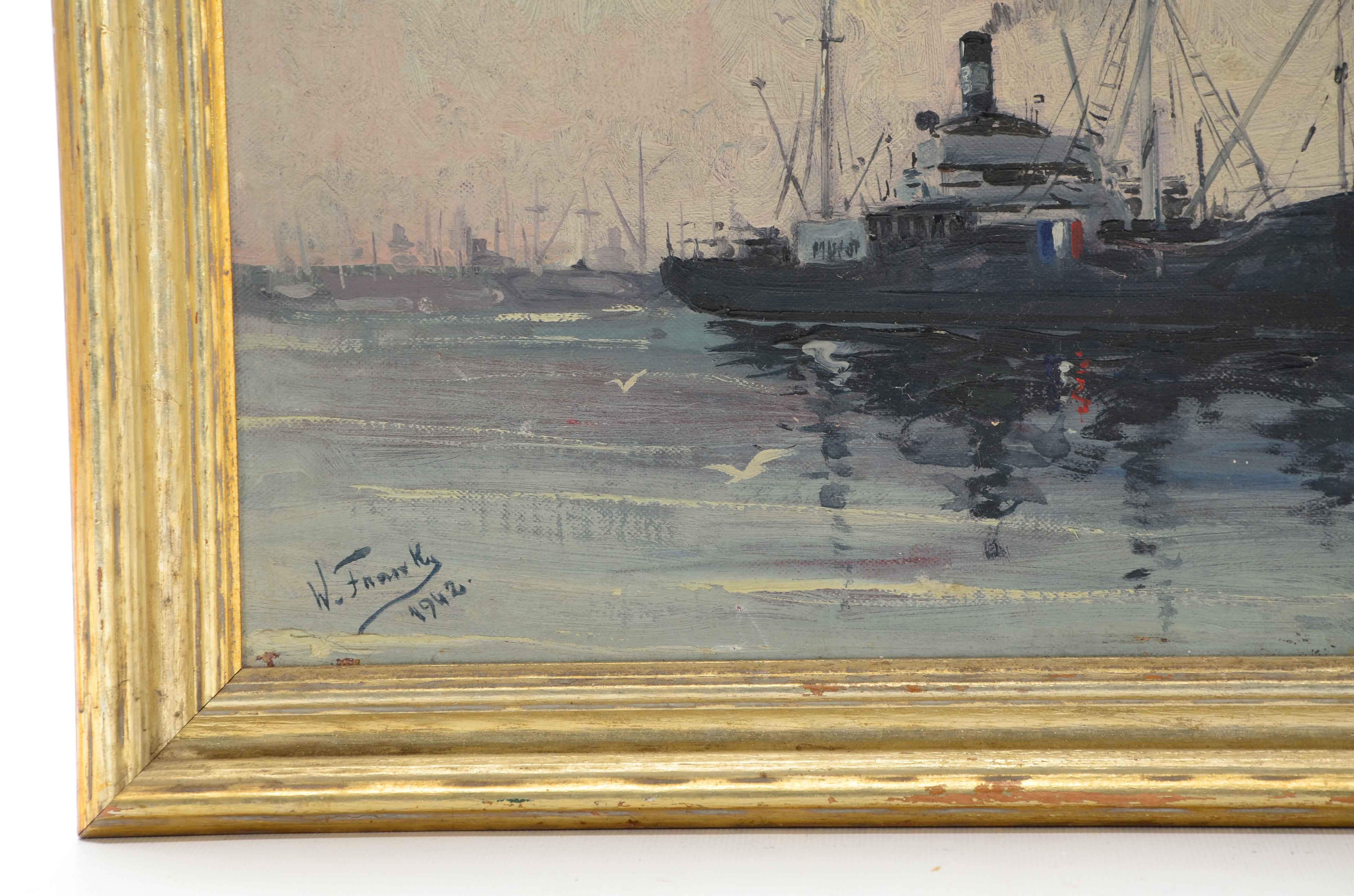 Walter Frank Original 1942 Oil Painting on Board of a Ship | Everything ...