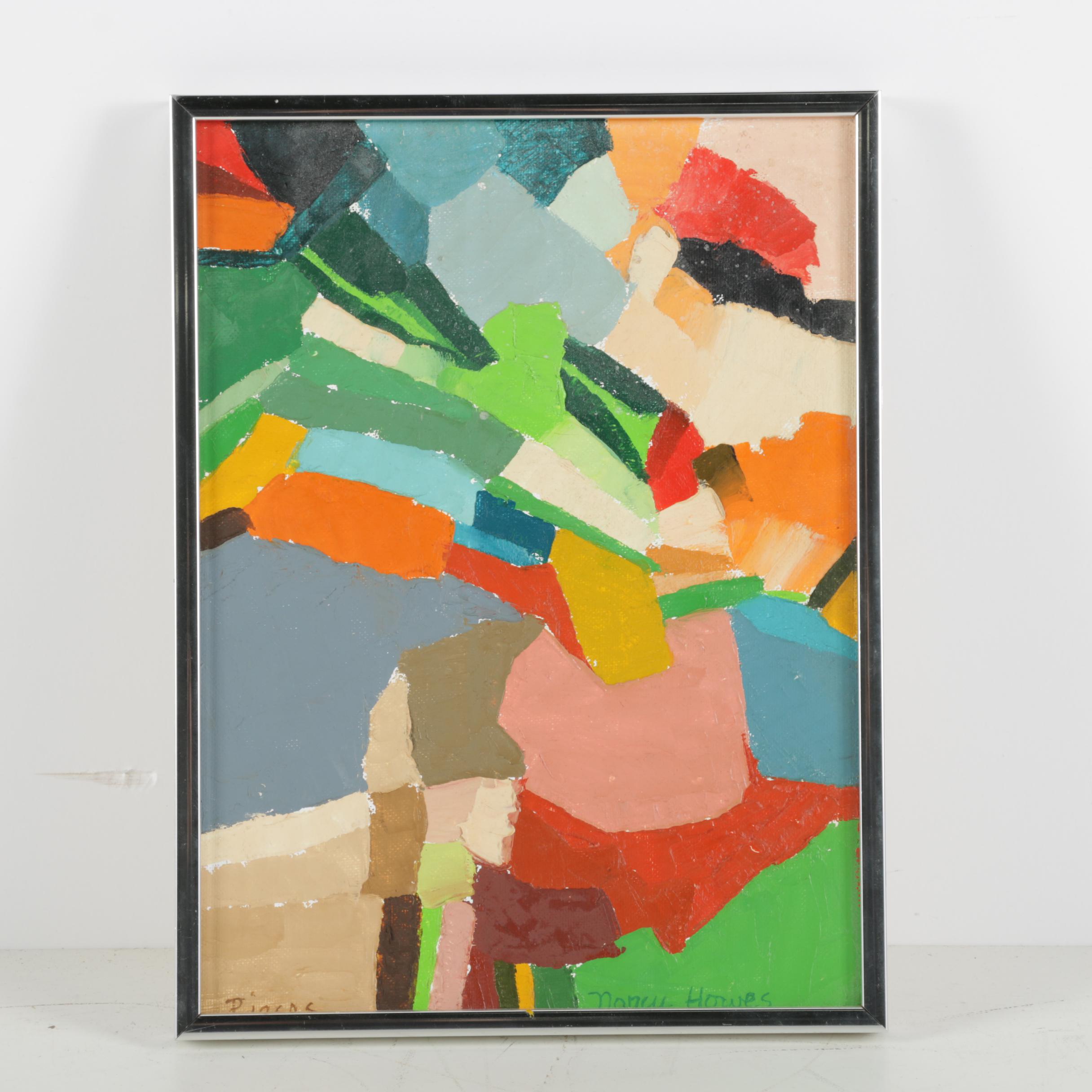 Nancy Howes Original 1976 Oil Painting on Canvas Board "Pieces" | EBTH