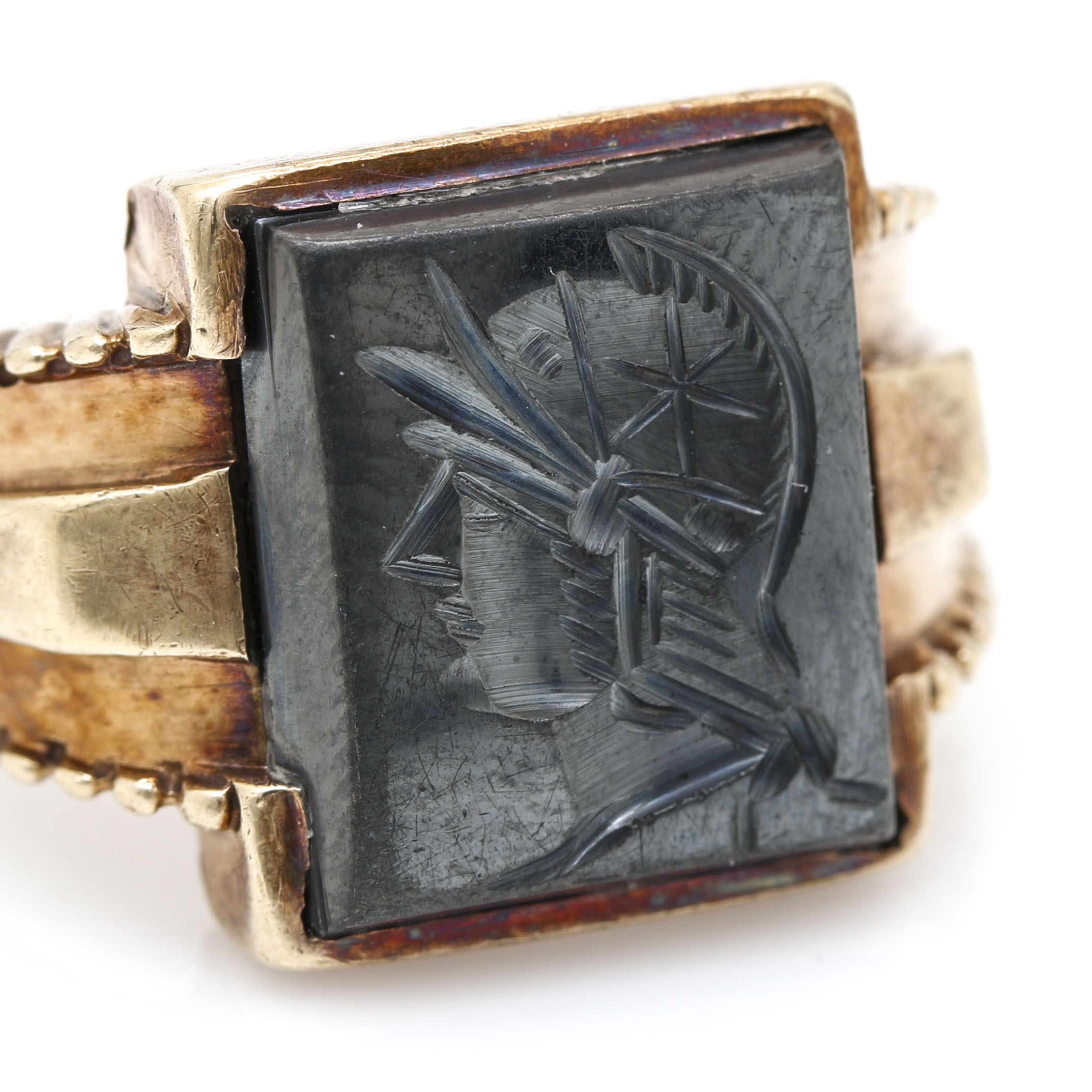 10K Yellow Gold Roman Centurion Intaglio Ring | EBTH