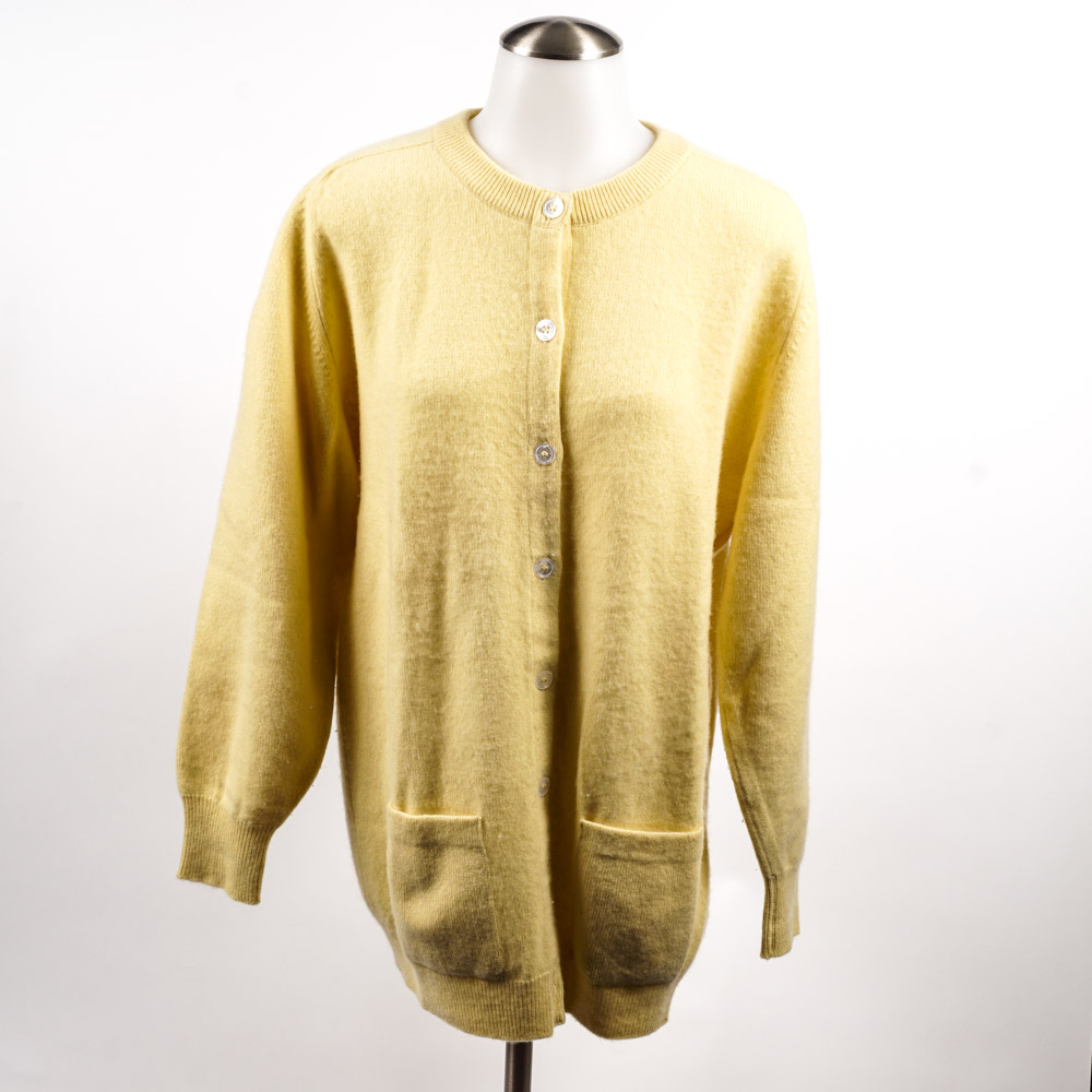 Vintage Pale Yellow Cashmere Cardigan | EBTH