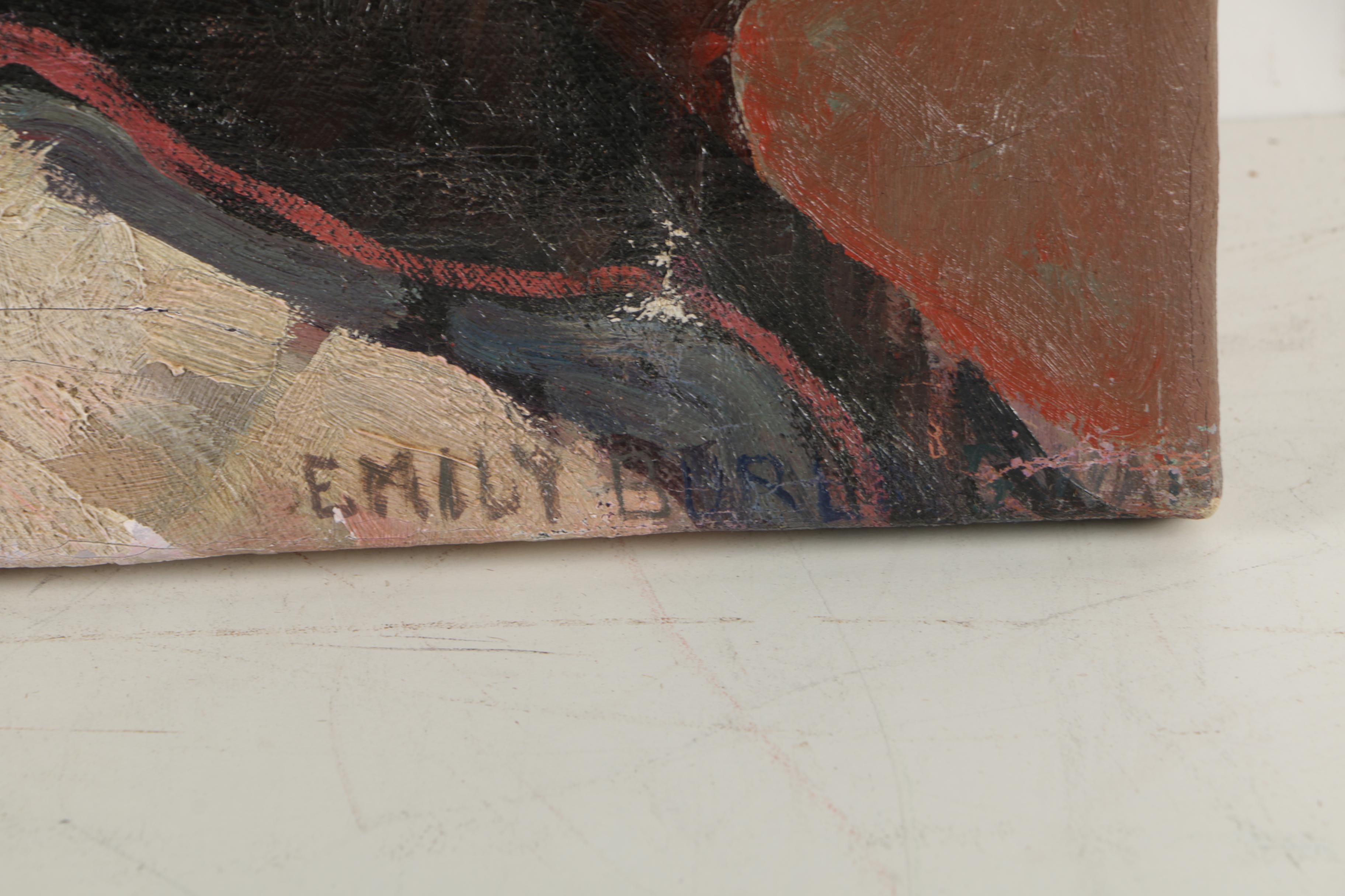 Emily B. Waite Portrait Oil Painting on Canvas of Smiling Woman | EBTH