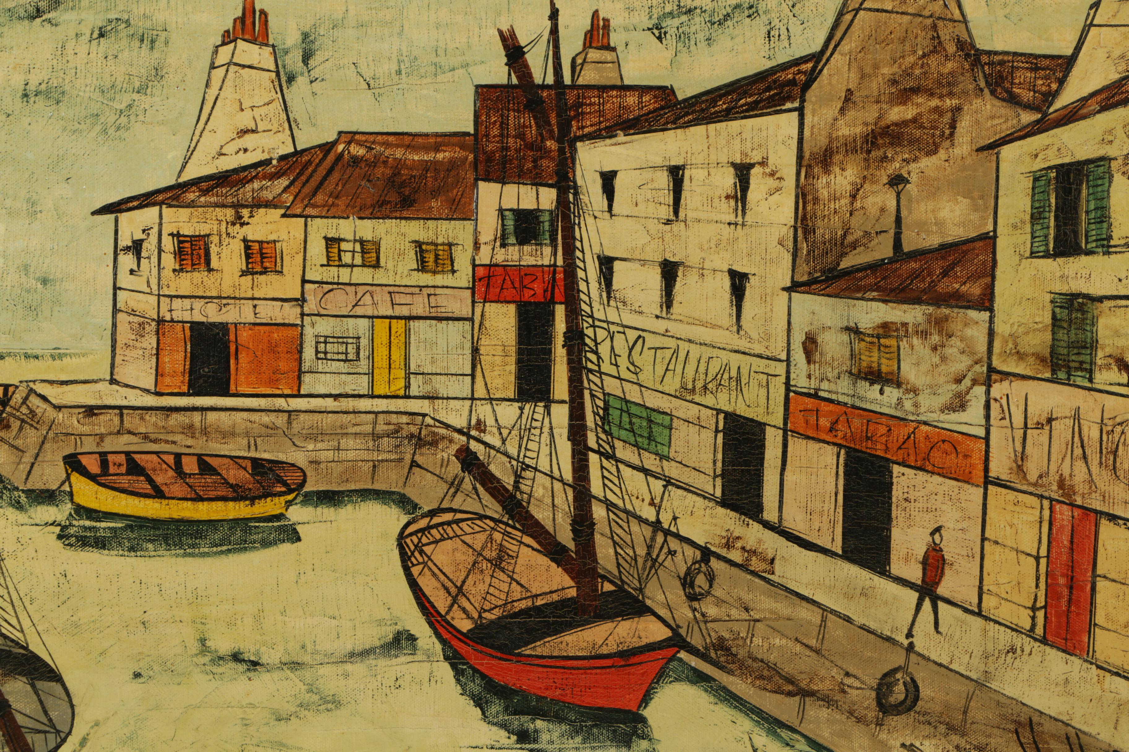 Antoine Villard Oil on Canvas Painting of a French Harbor | EBTH