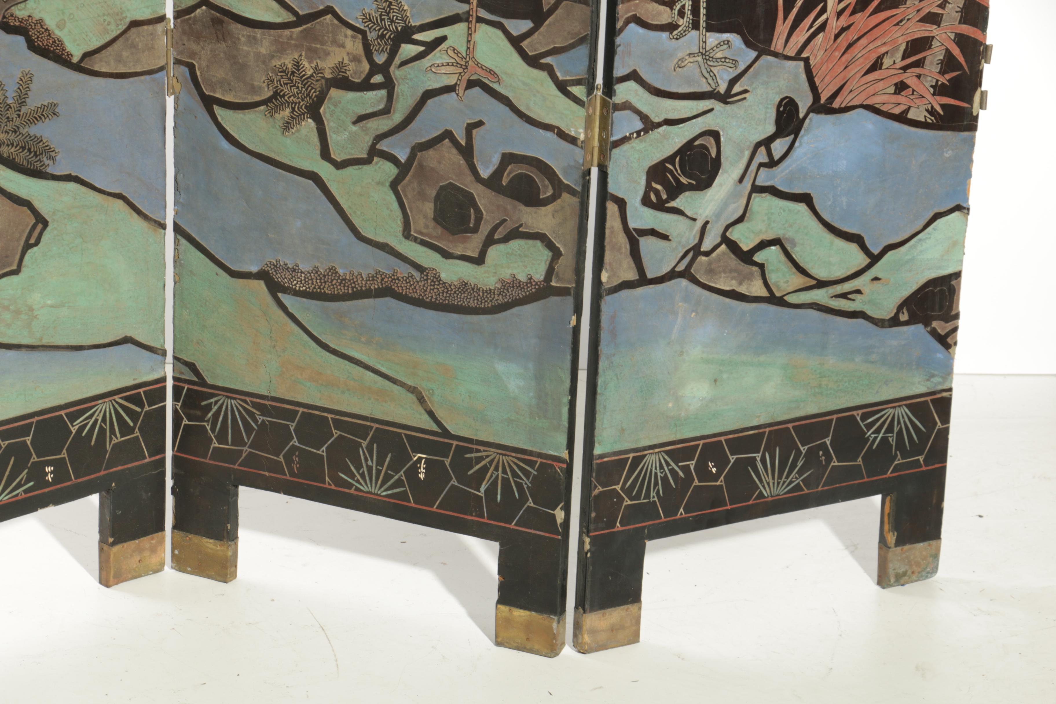 Asian Style Room Divider with Painted Embellishments | Everything But ...