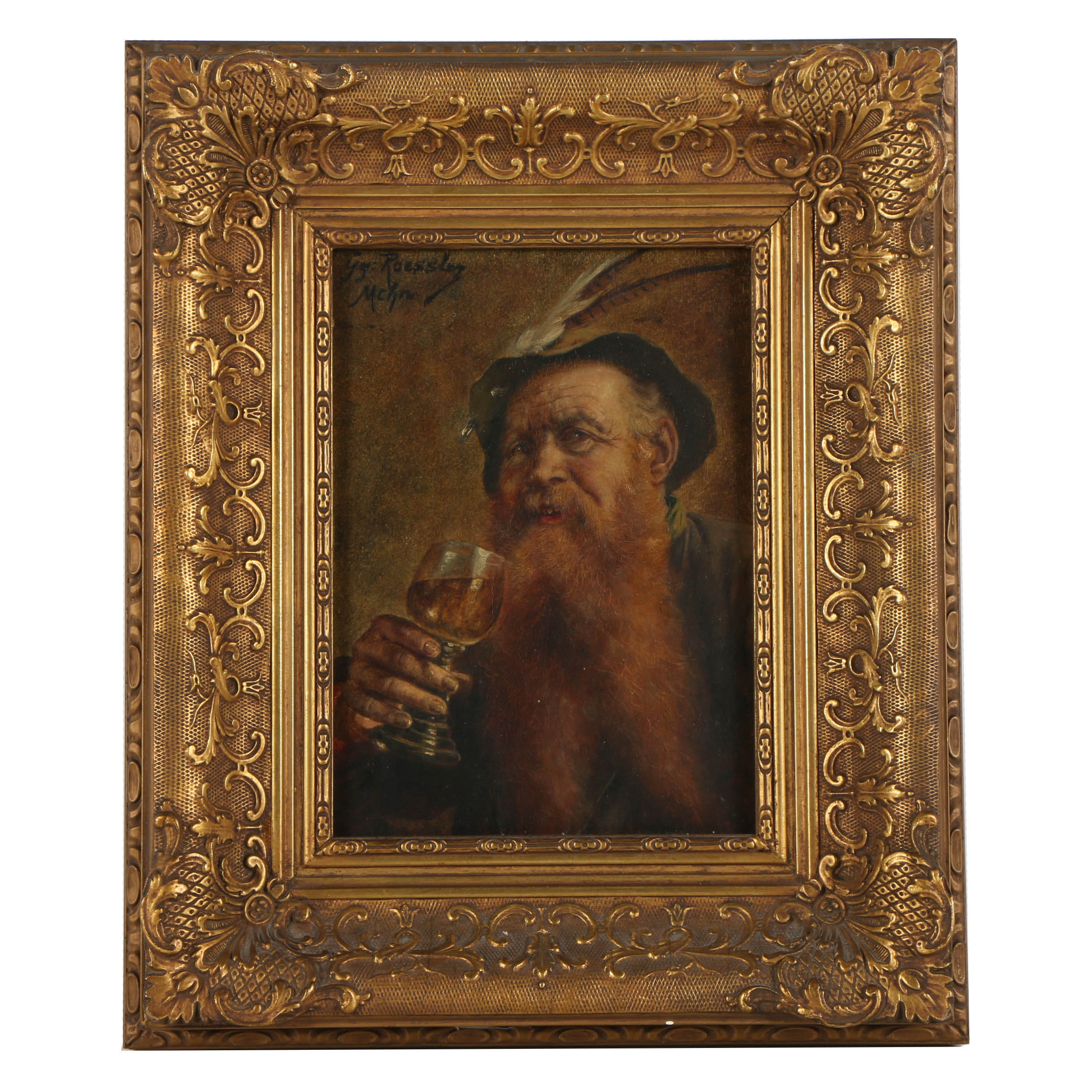 Georg Roessler Oil Portrait of Bavarian Man on Panel | EBTH