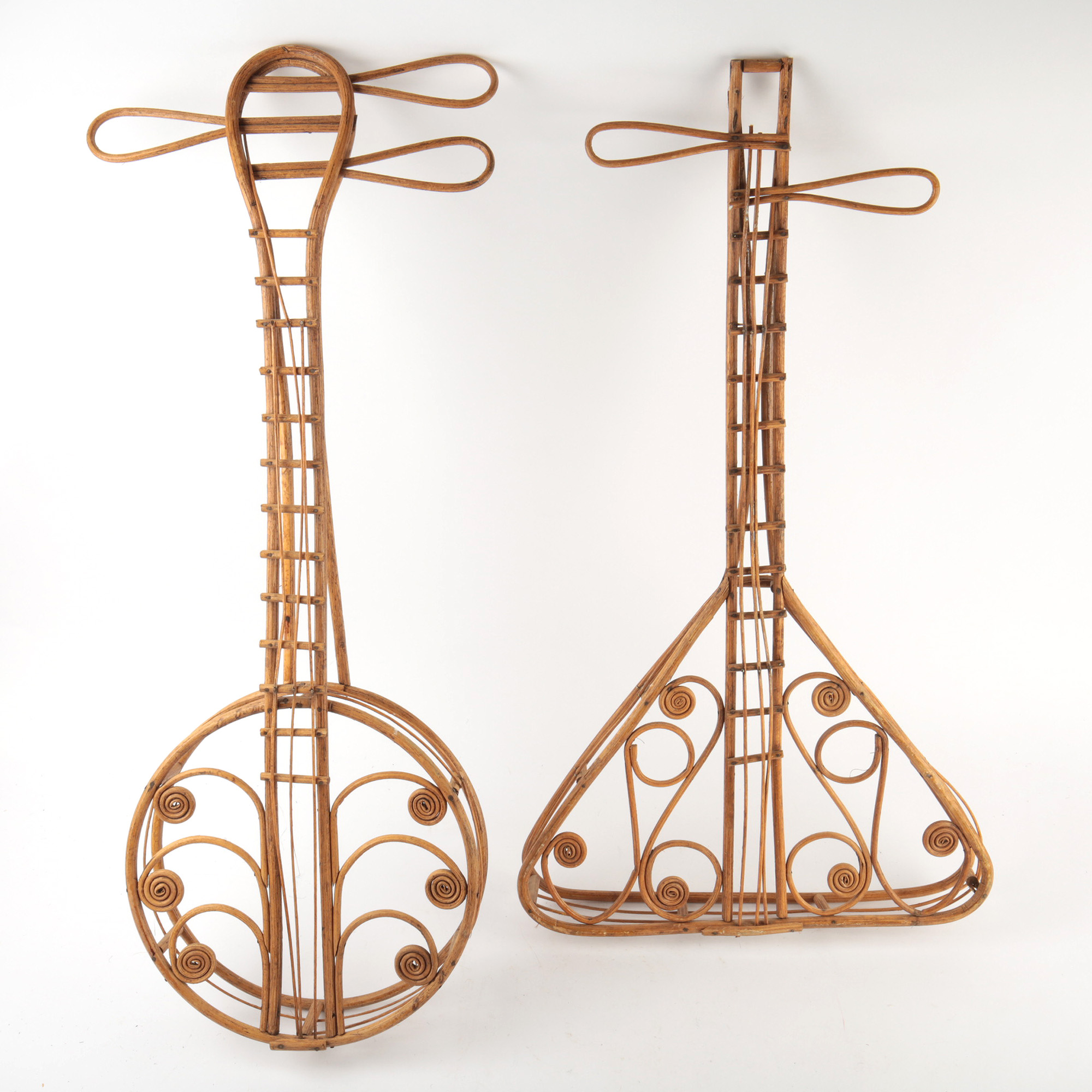 Pair of Decorative Wicker String Instruments Wall Decor Items | EBTH