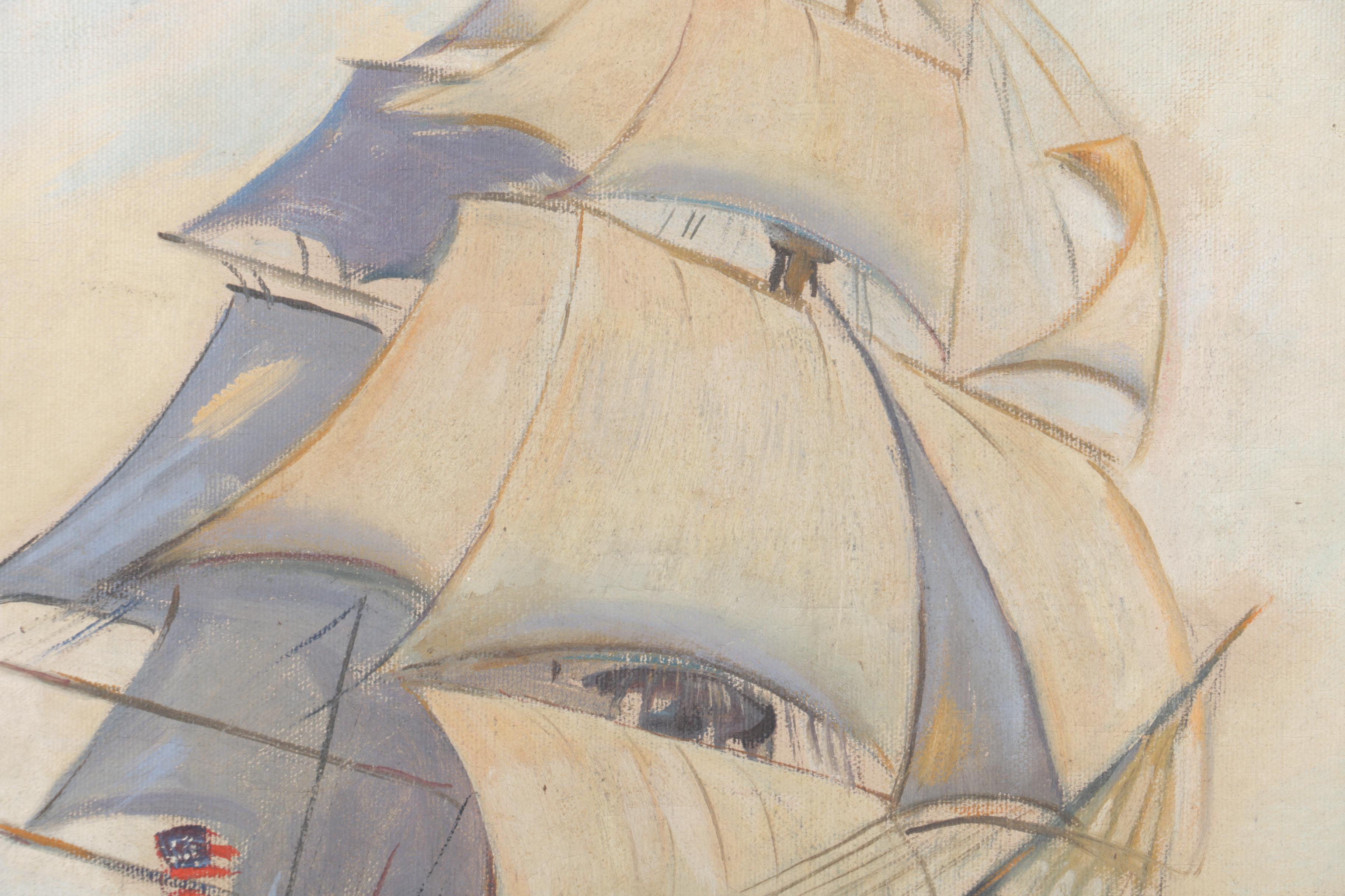 Oil Painting on Canvas of Multi-Masted Ship | EBTH