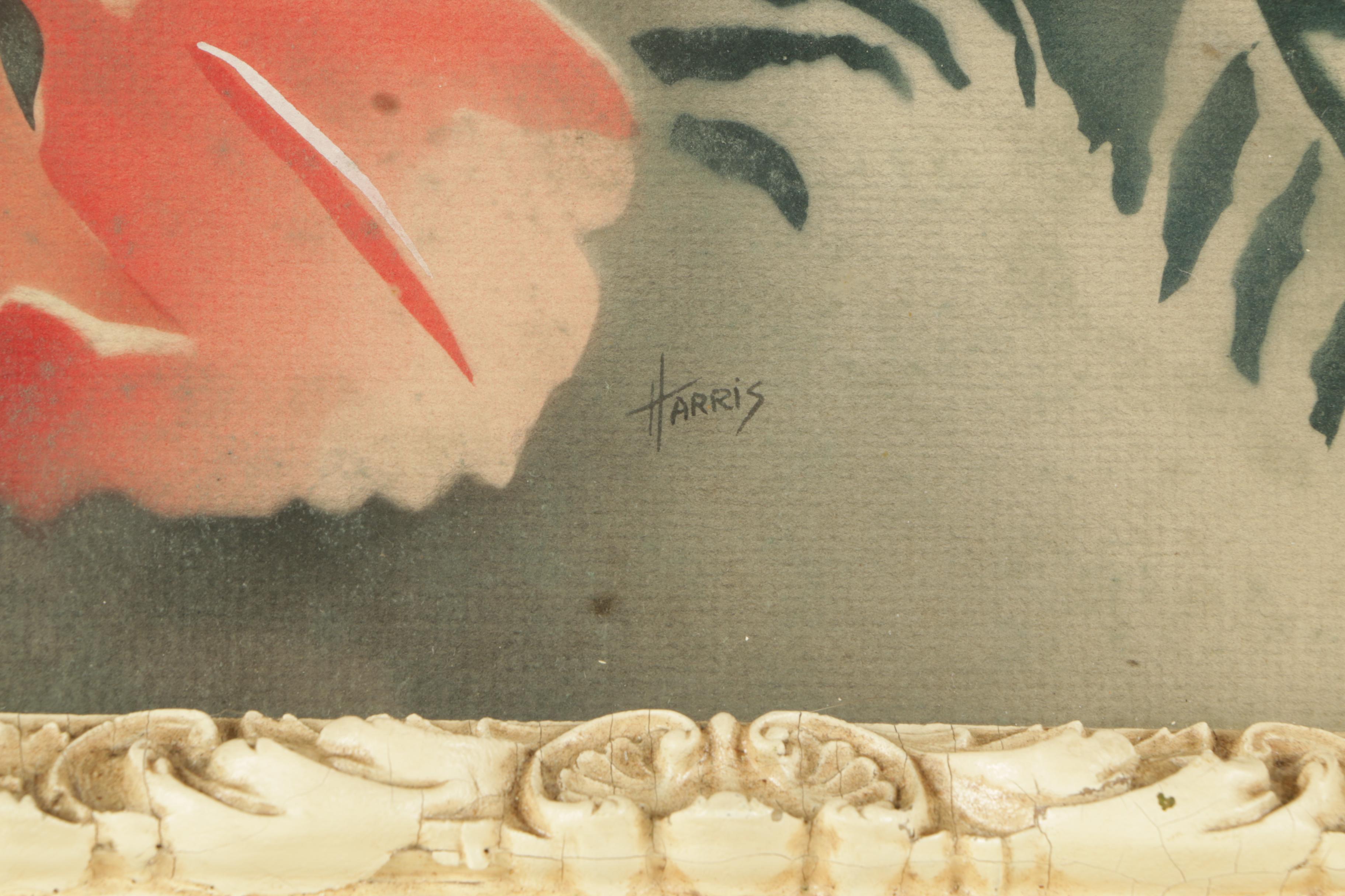 Benjamin Jorj Harris Airbrush Paintings on Paper of Floral Arrangement ...