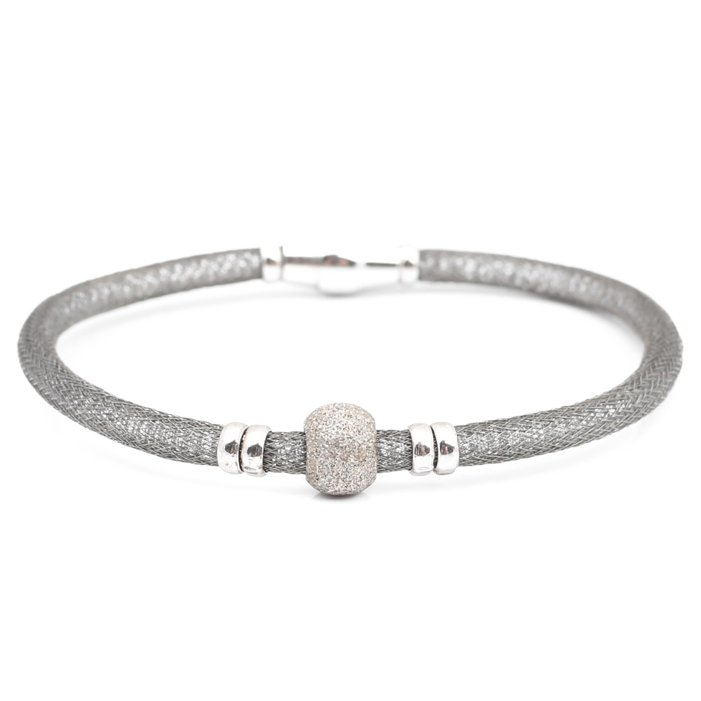 Sterling Silver Braided Mesh Bangle Bracelet | EBTH