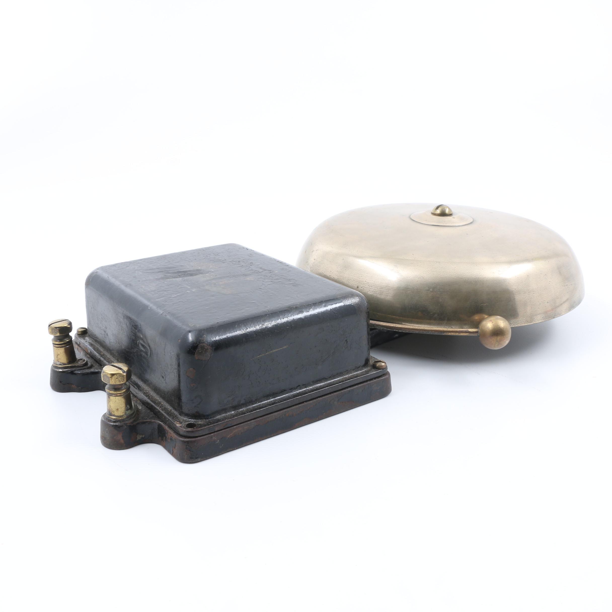Large Early 20th Century Faraday Cast Brass Wall Mount Fire Alarm Bell ...