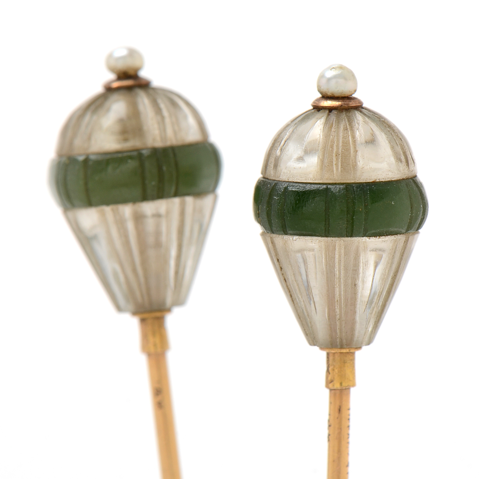 Antique Tiffany & Co. 14K Yellow Gold Quartz, Nephrite, and Seed Pearl ...