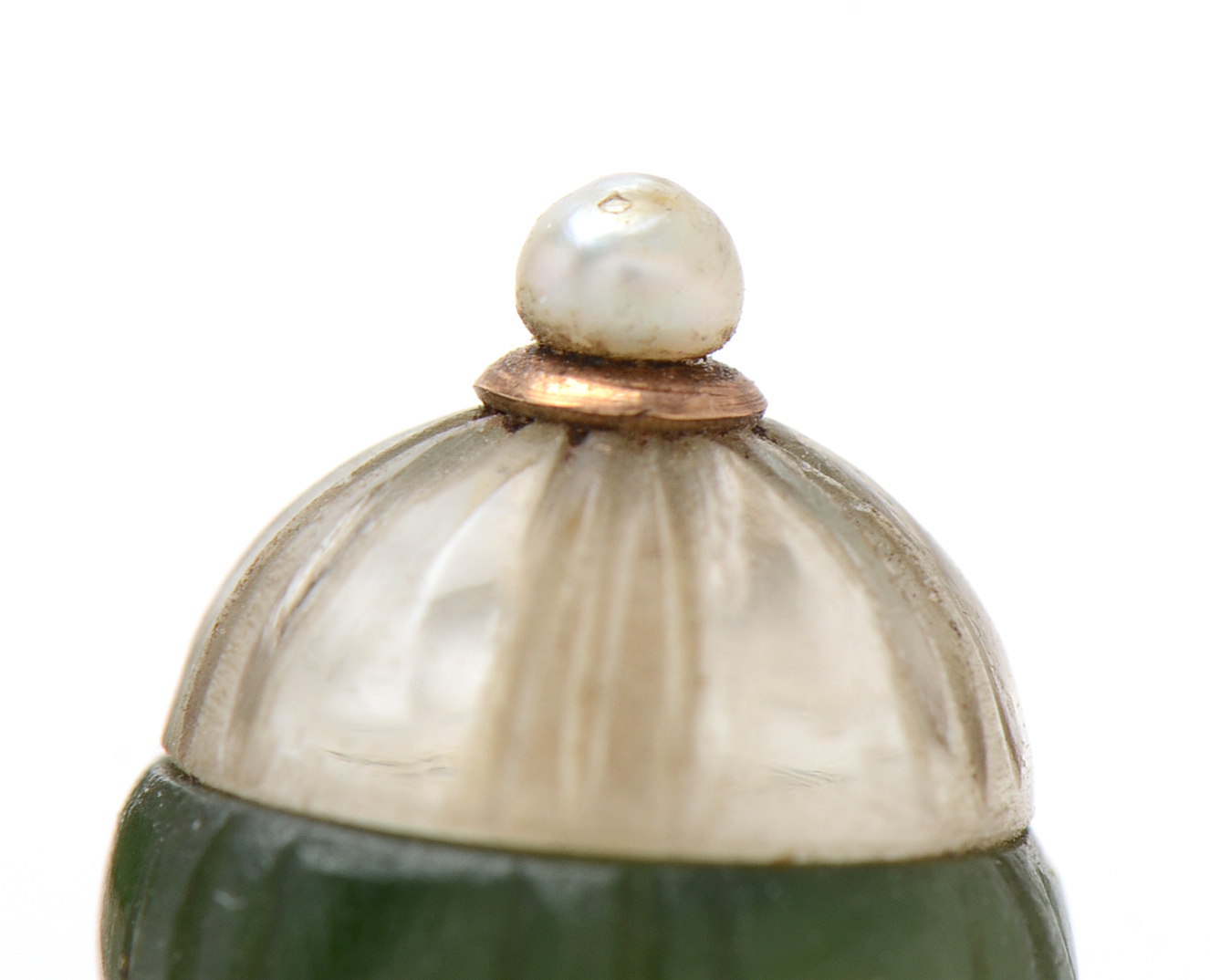 Antique Tiffany & Co. 14K Yellow Gold Quartz, Nephrite, and Seed Pearl ...