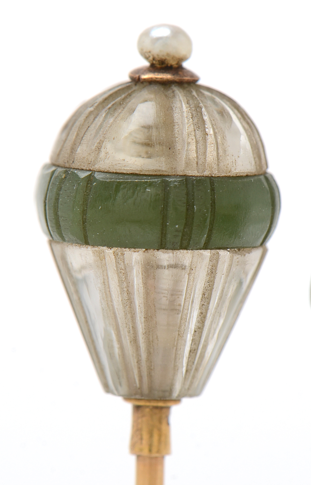 Antique Tiffany & Co. 14K Yellow Gold Quartz, Nephrite, and Seed Pearl ...