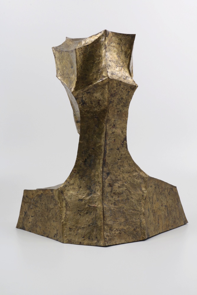 Circa 1960's Brutalist Hand Wrought Bust in Burnished Gold Finish | EBTH