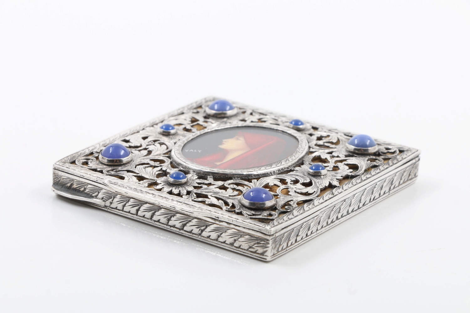 Italian Hand Painted 800 Silver Compact | Everything But The House