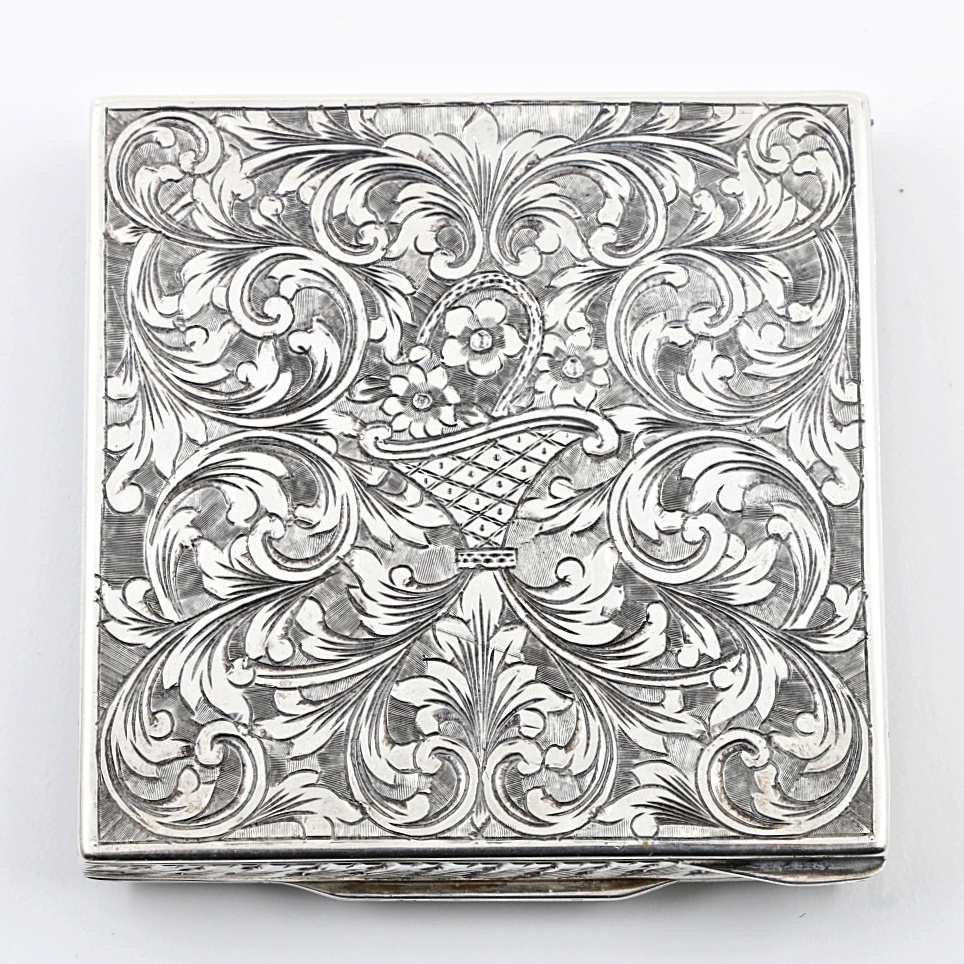 Italian Hand Painted 800 Silver Compact | Everything But The House