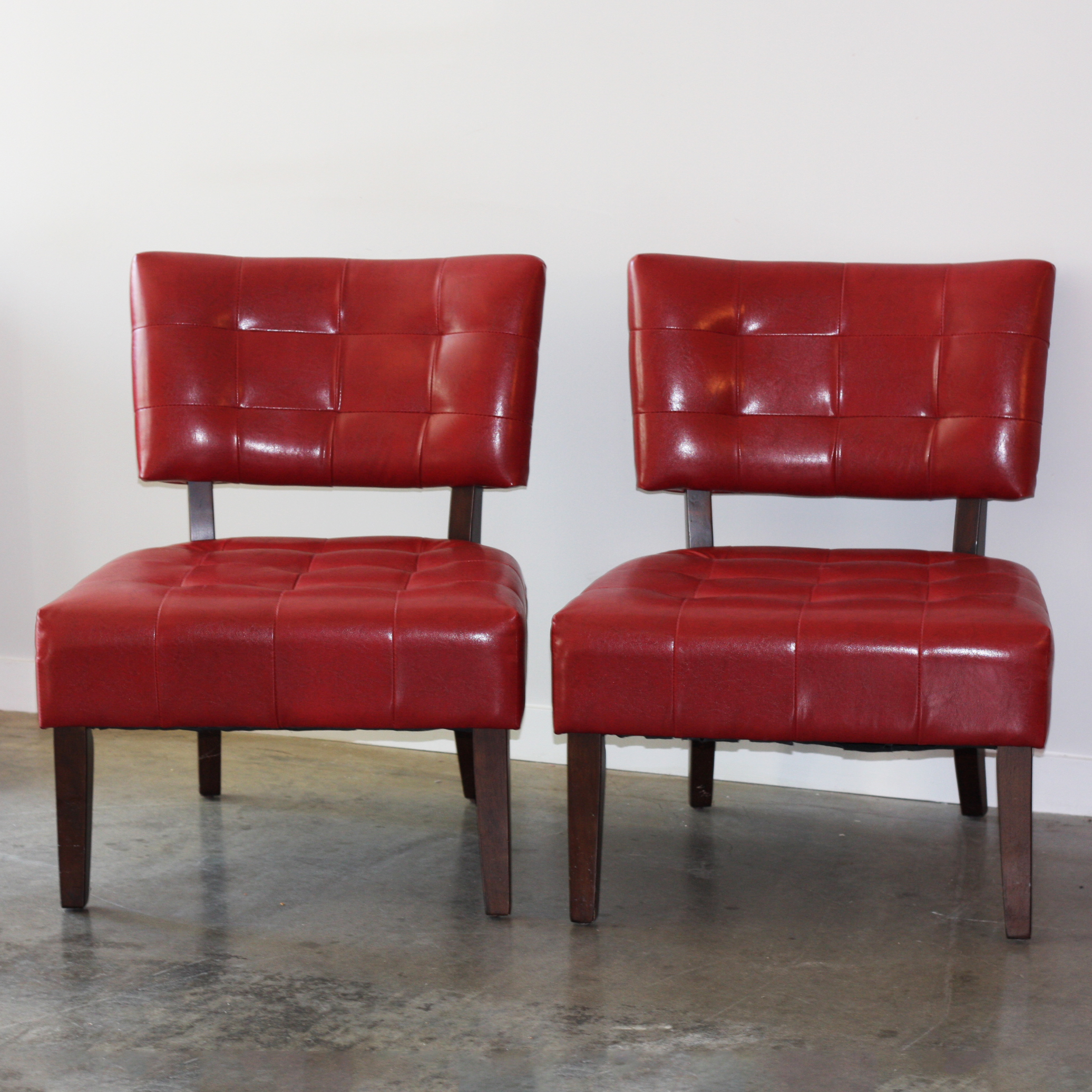 Red Leather Tufted Chairs | EBTH