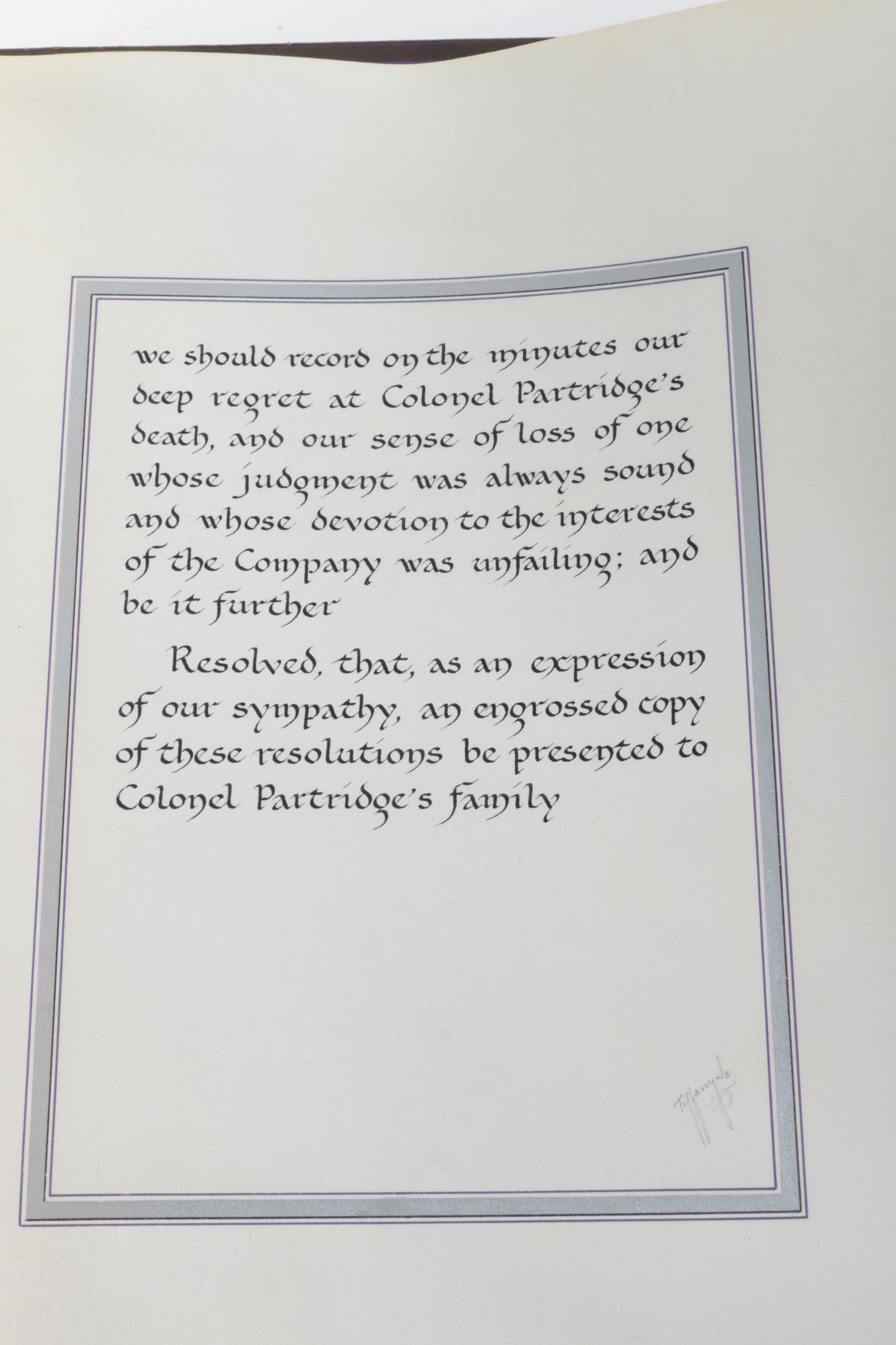 Colonel John Nelson Partridge Death Announcement in Tiffany & Co. Box ...