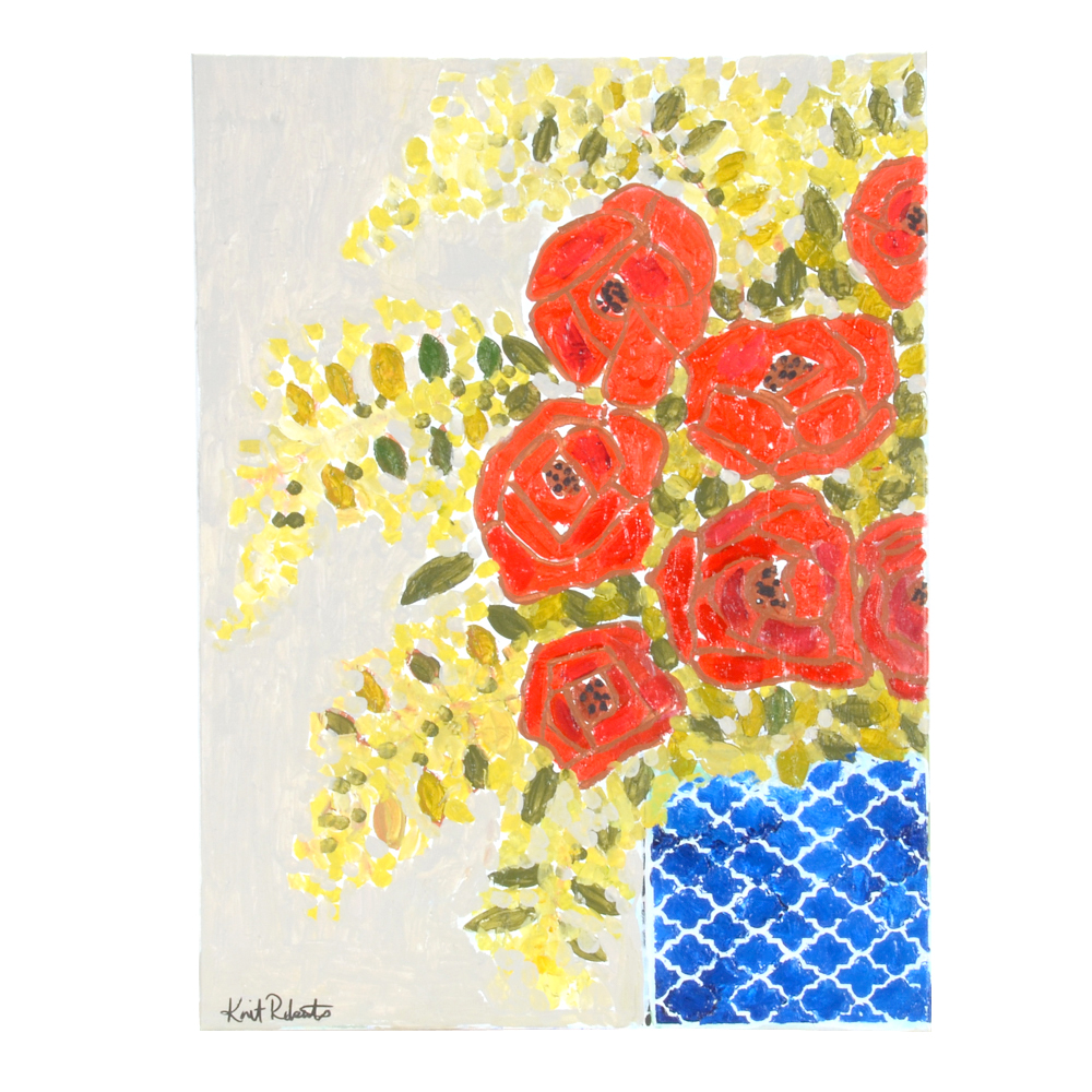 Kaitlin Roberts Acrylic Painting "Roses in a Ginger Jar" | EBTH