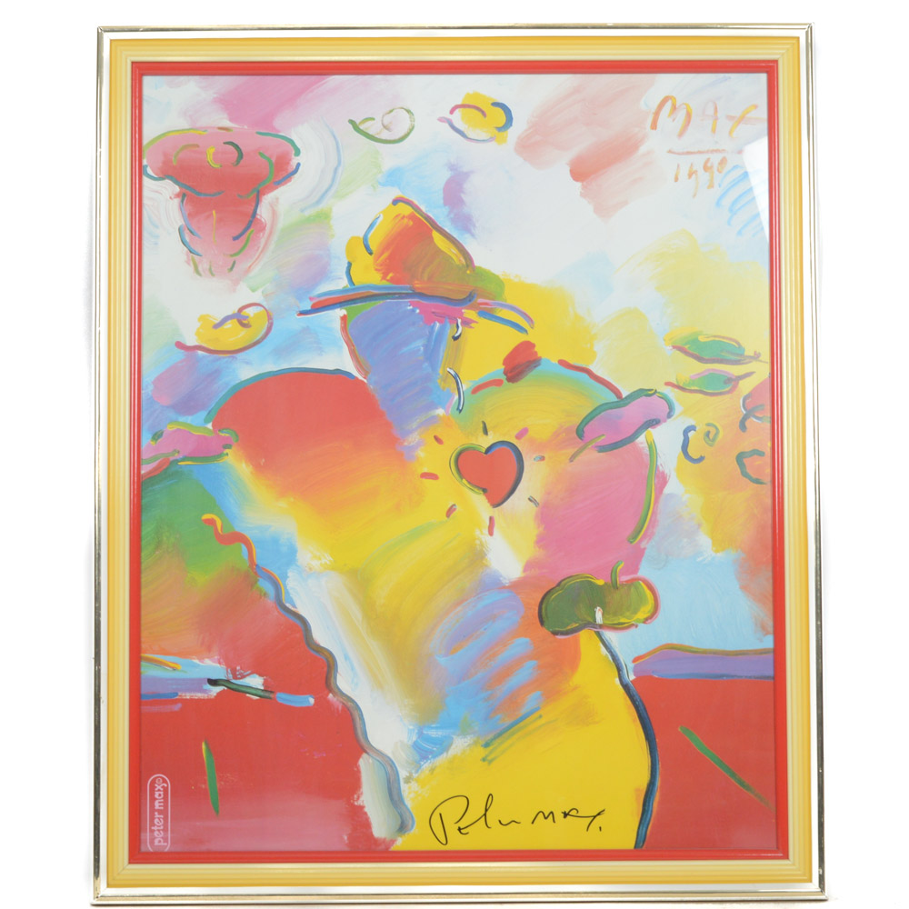 Signed Peter Max Offset Lithograph "Dega with Heart" | EBTH