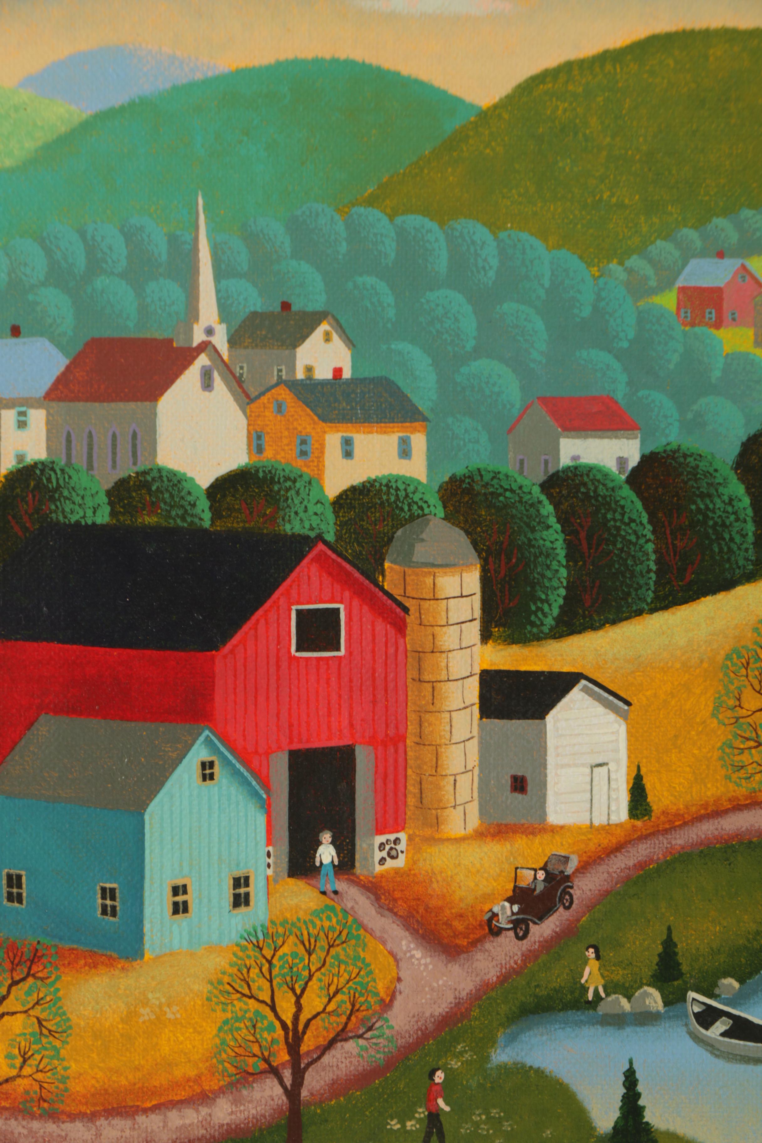 Steven Klein Oil Painting on Canvas of Town Scene | EBTH