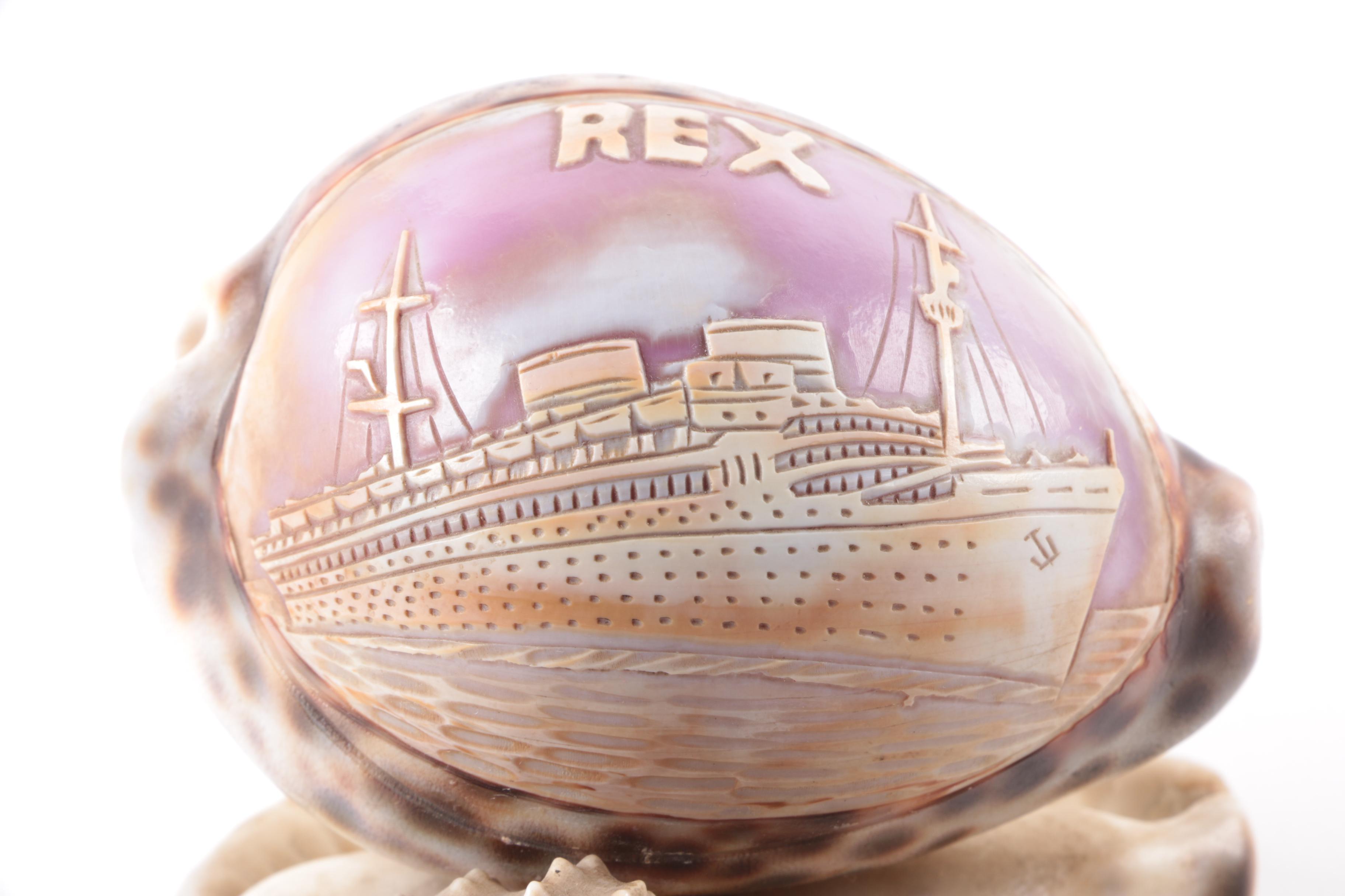 Souvenir Cowrie Shell Sculpture Depicting SS Rex | EBTH