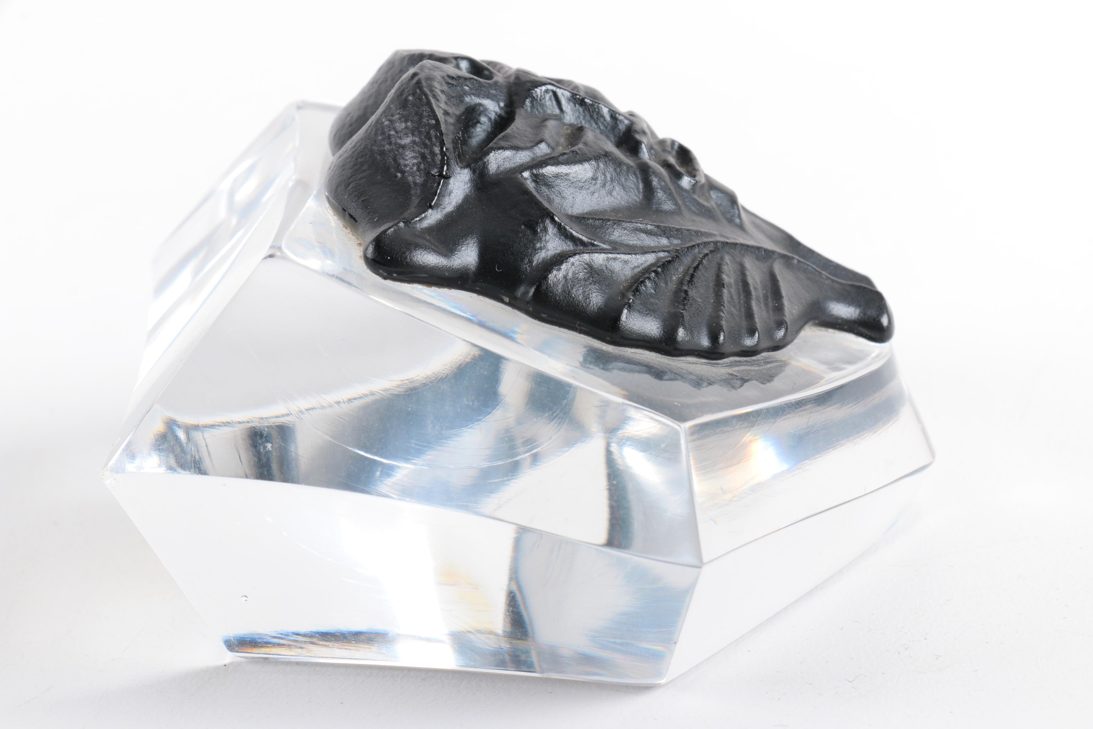 Lalique Crystal Satyr Face Paperweight | EBTH