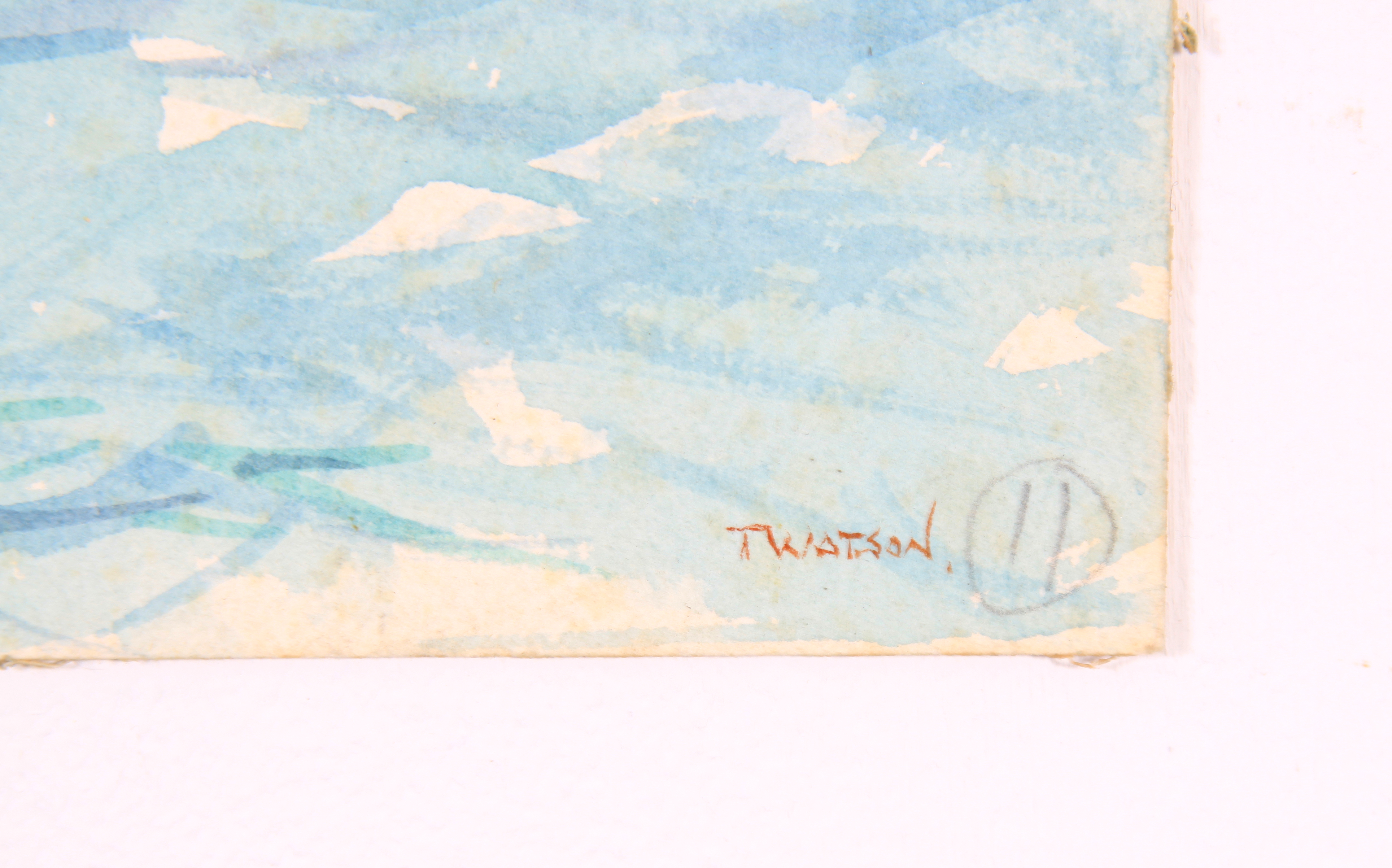 T. Watson Watercolor of Sailboats on the Ocean | EBTH